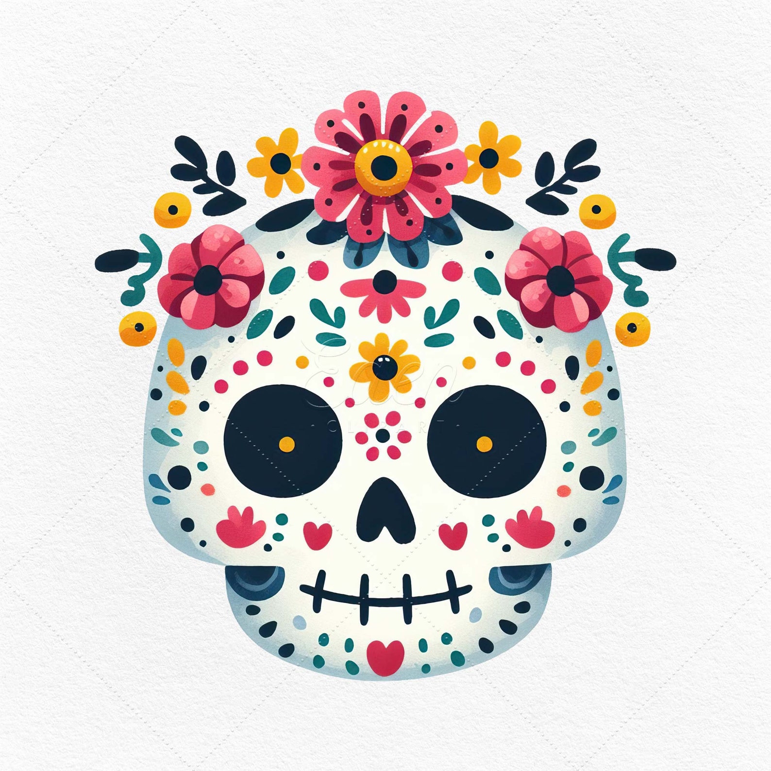 8 Cute Sugar Skulls Images PNG JPG Files Instant Download Day of the ...