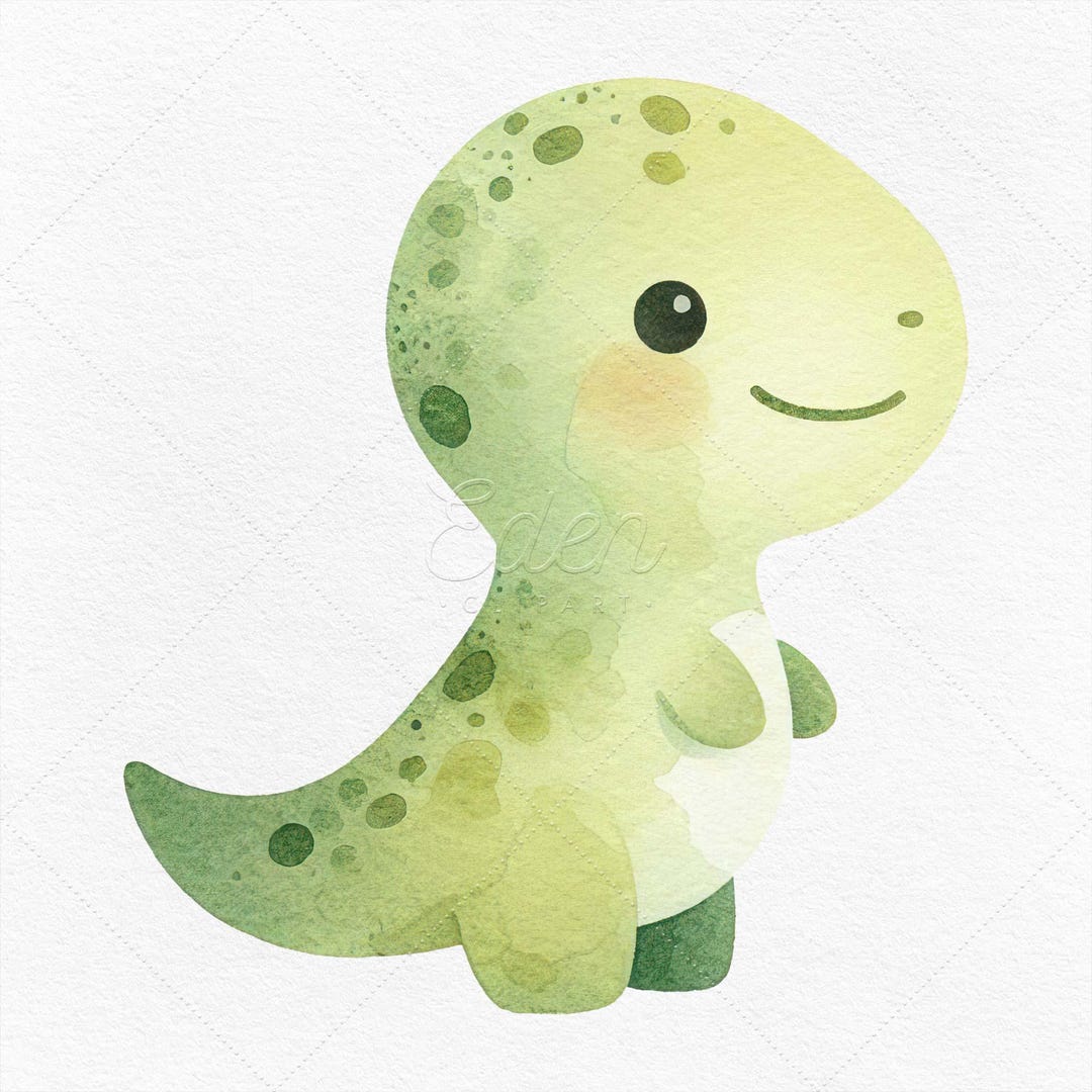 10 Dinosaurs Clipart • Cute Watercolor Baby Shower Clip Art • Rainbow ...