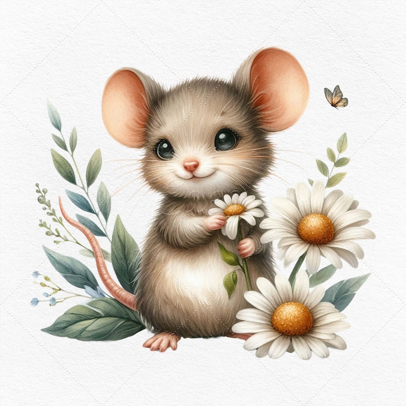 8 Little Mouse Clipart Images • Watercolor PNG + JPG Instant Download ...