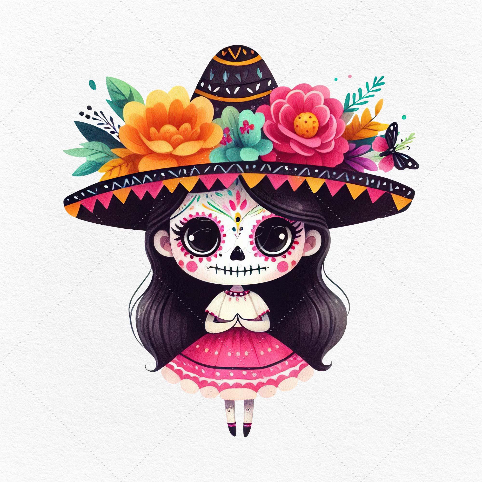 10 Cute Watercolor Catrina Clipart • Day of the Dead Clip Art • PNG ...
