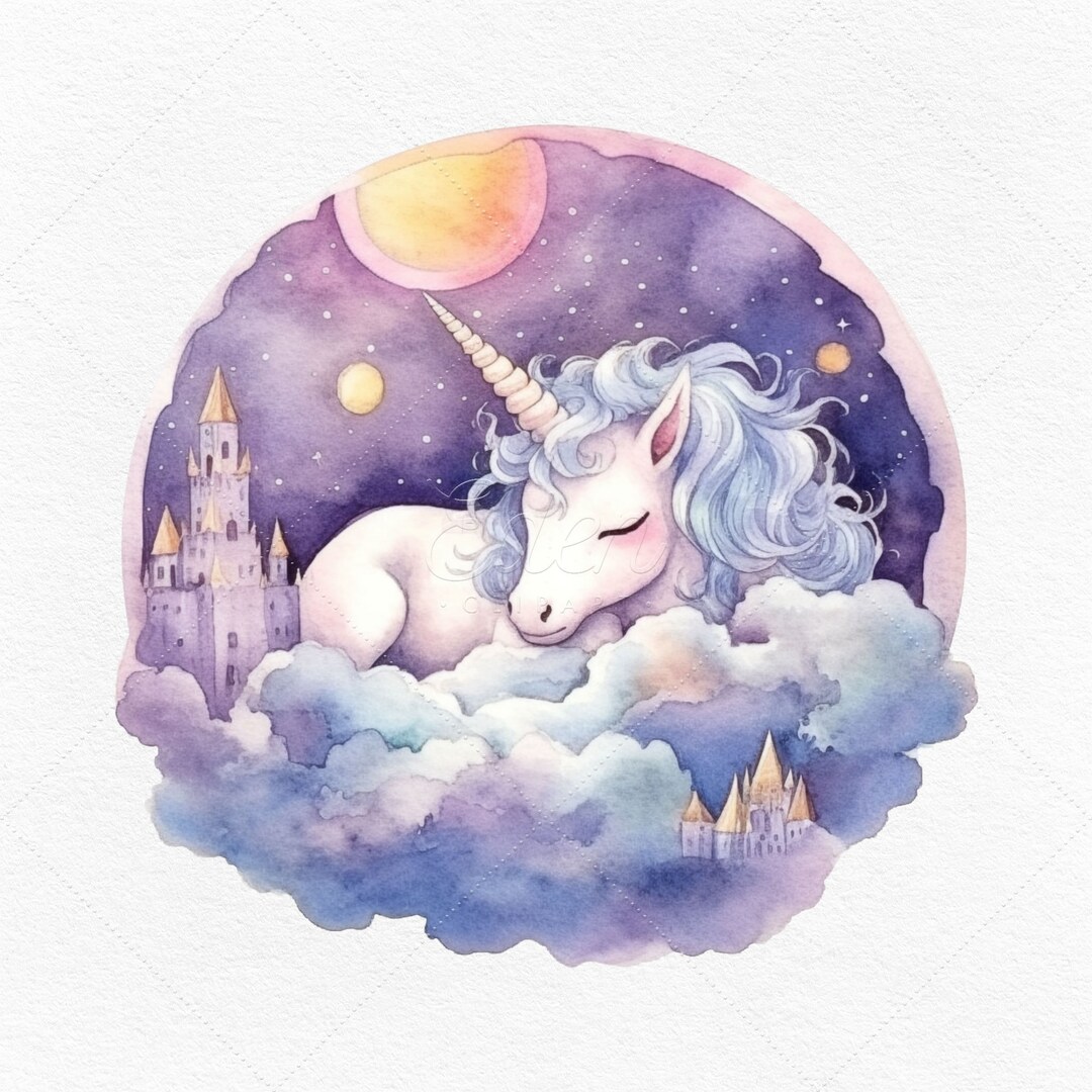 Cute Sleeping Unicorn Clip Art PNG + JPG Files • Instant Download ...
