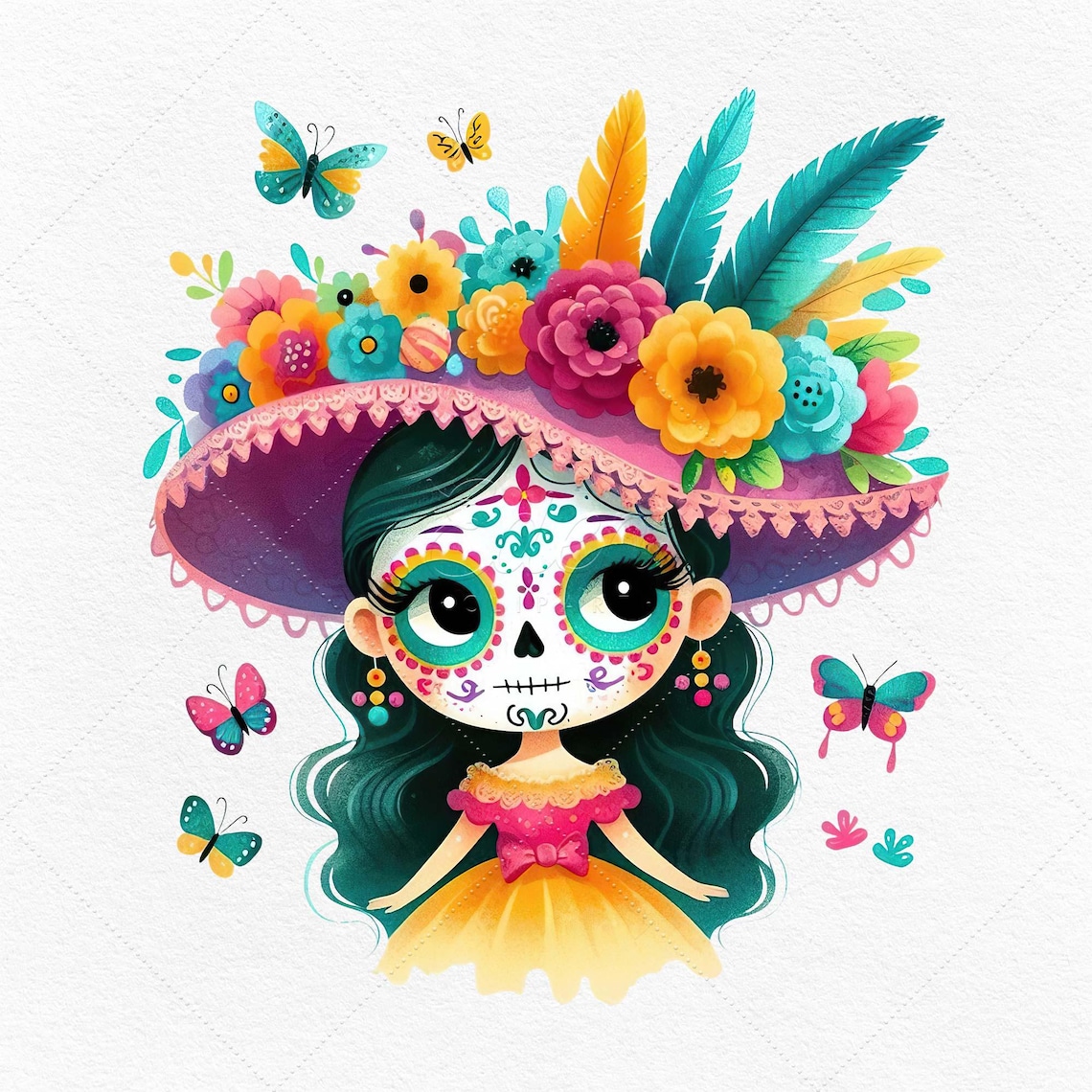 10 lindas imágenes prediseñadas de Catrina en acuarela • Imágenes ...
