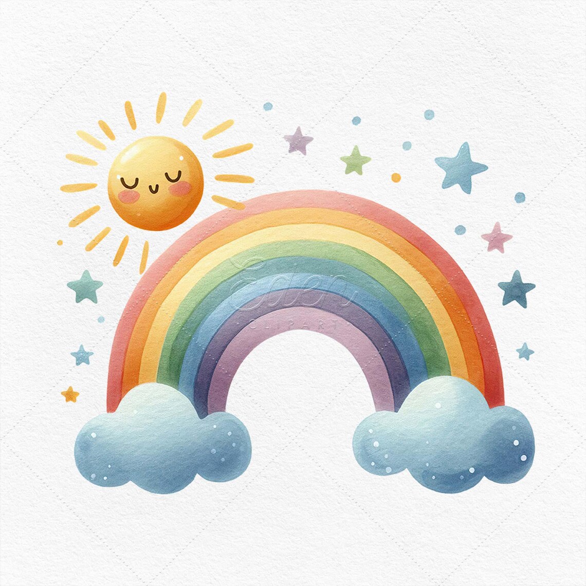 10 Watercolor Rainbow Clipart Cute Rainbow PNG and JPG Images Instant ...