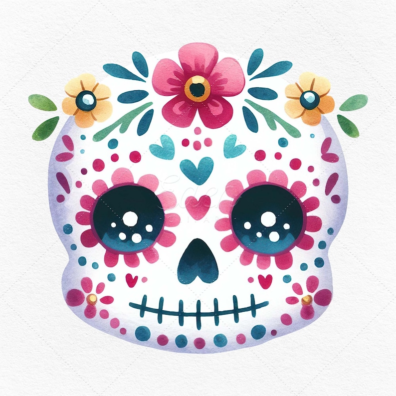 8 Cute Sugar Skulls Clip Art • Instant Download Clipart Images Files ...