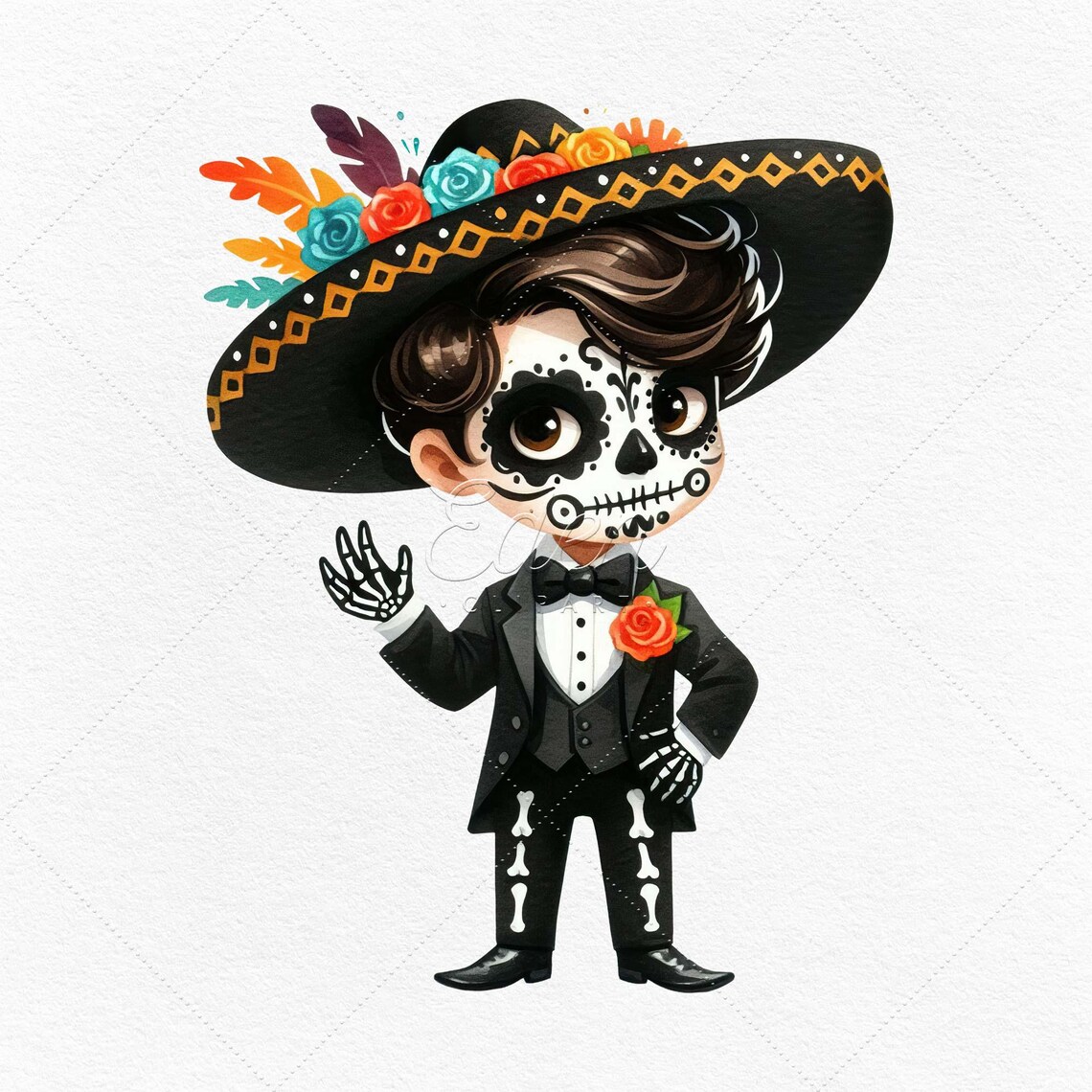10 Cute Watercolor Catrín Clipart • Day of the Dead Clip Art • PNG ...