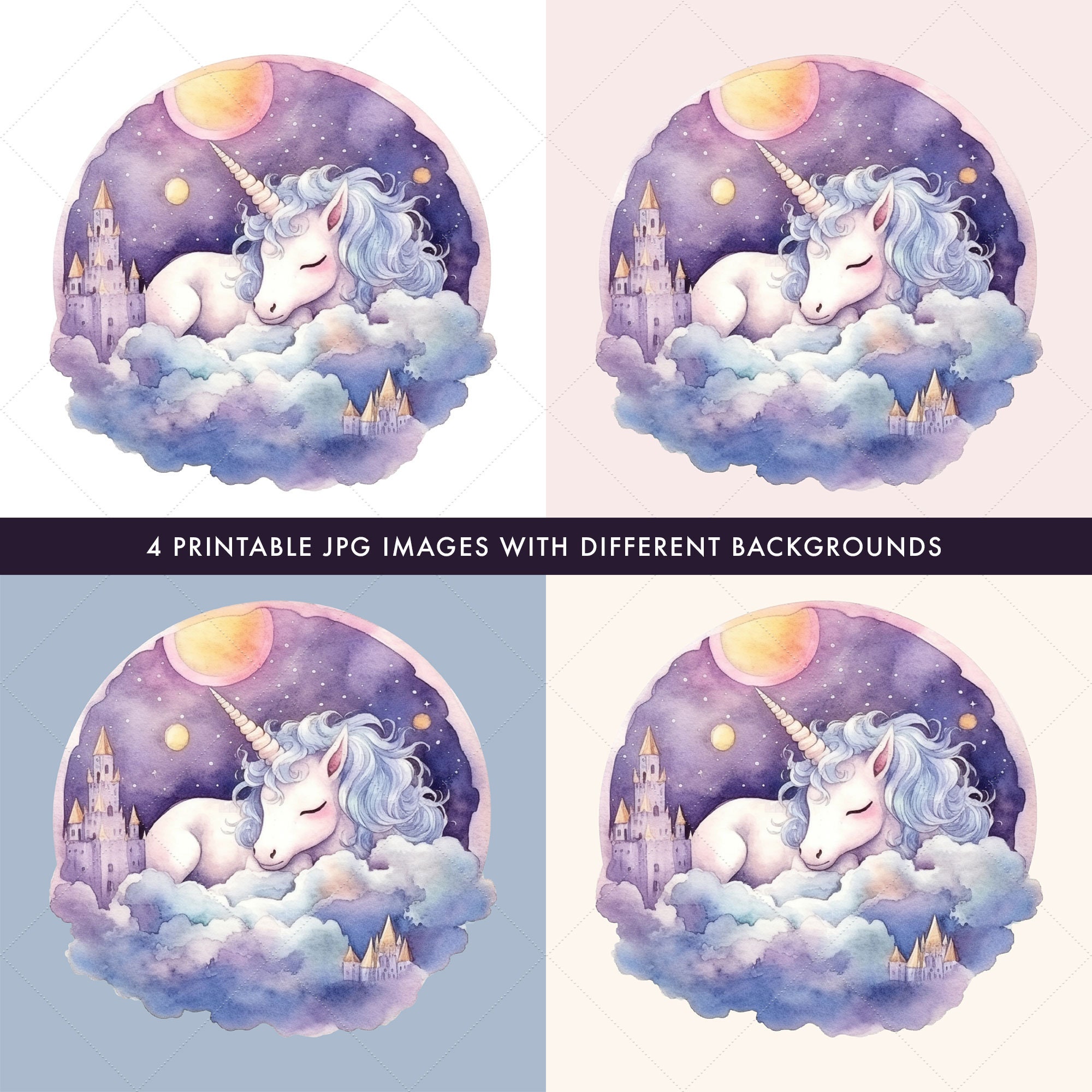 Cute Sleeping Unicorn Clip Art PNG + JPG Files • Instant Download ...