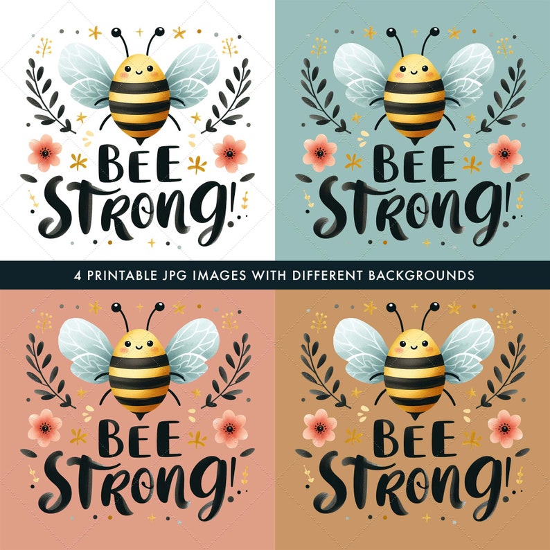 Bee Strong Clipart Images • Printable Bee Clip Art • Sublimation ...