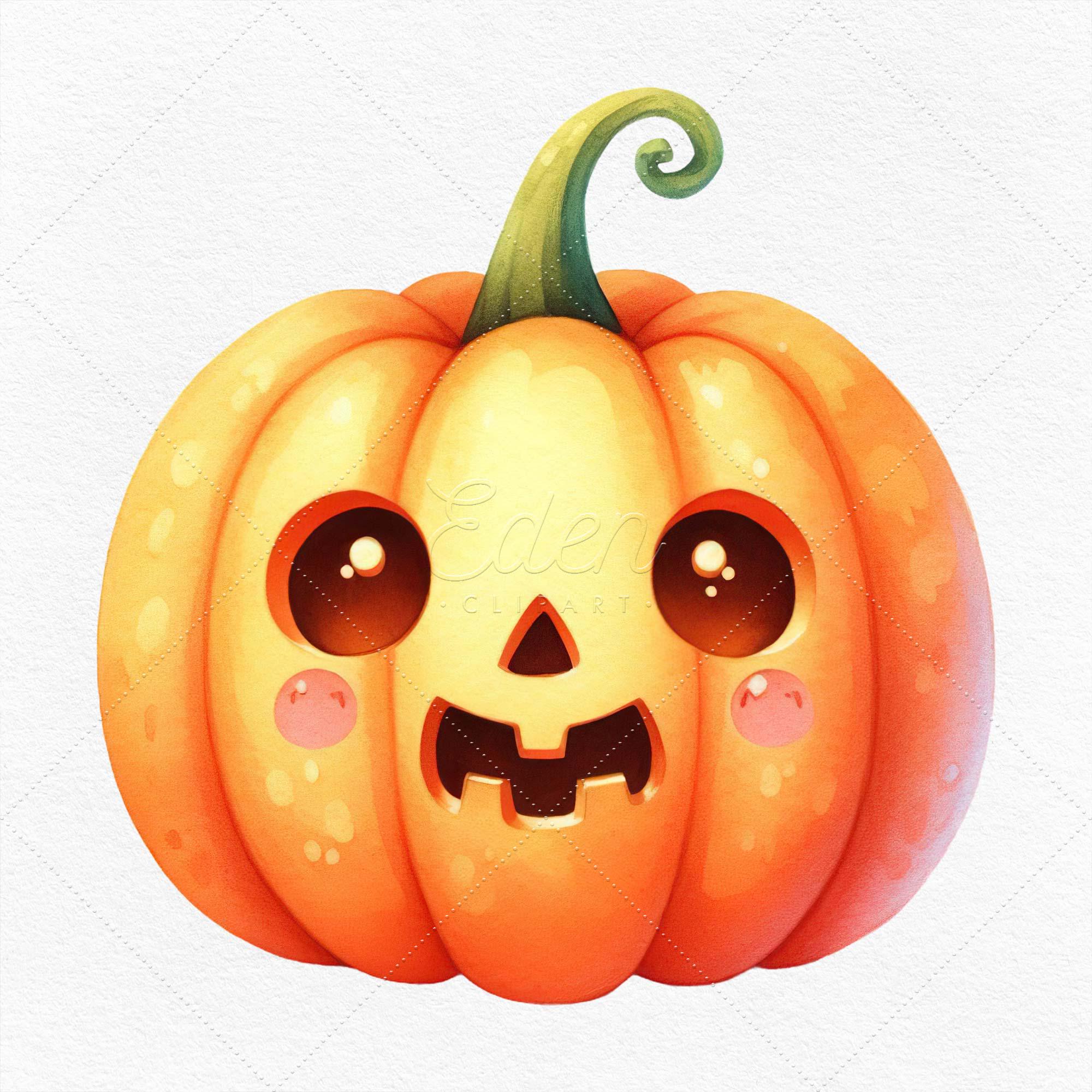 8 Cute Pumpkin Clipart • Transparent Background Halloween Graphics ...