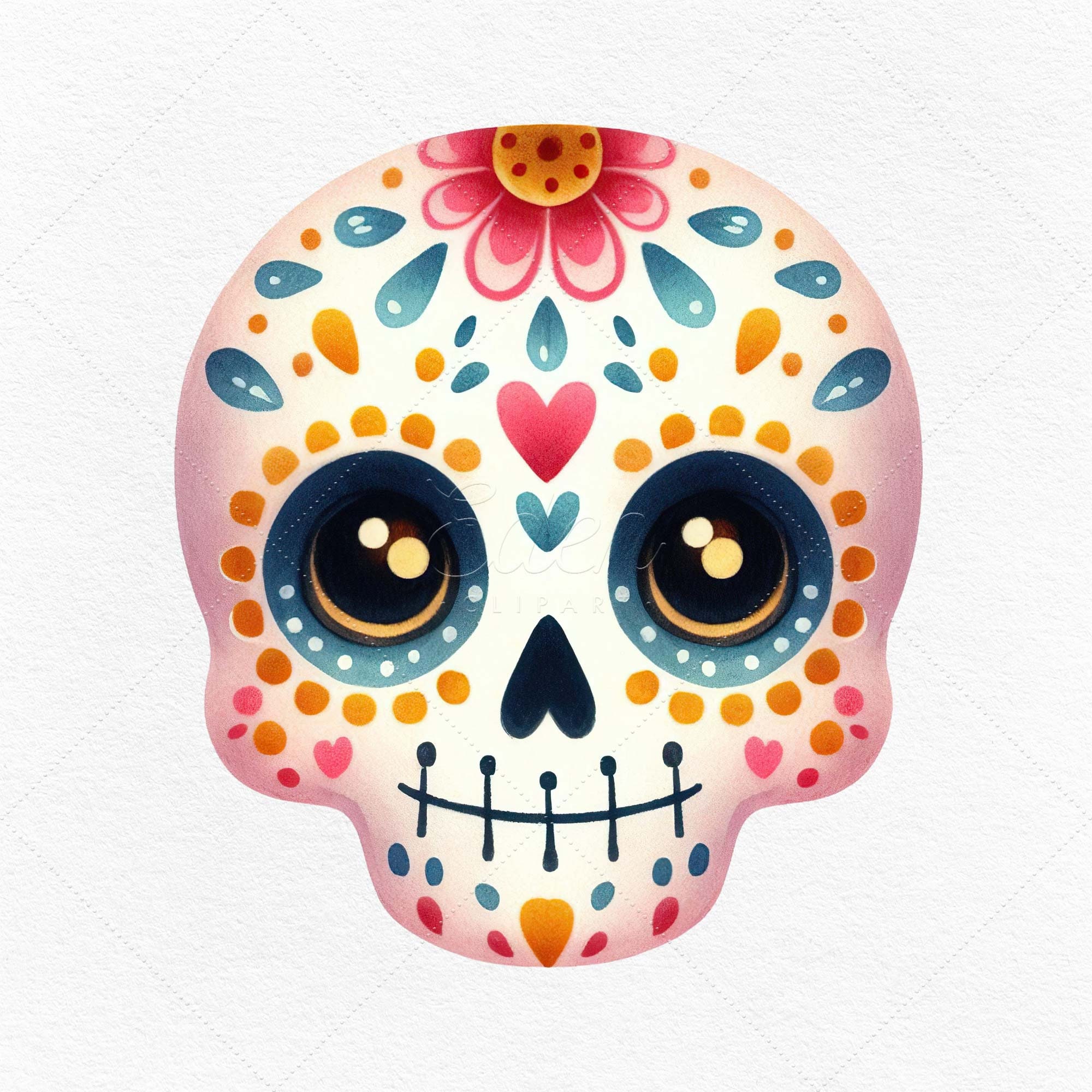 8 Watercolor Mexican Day of the Dead Clipart High Quality Sugar Skulls ...