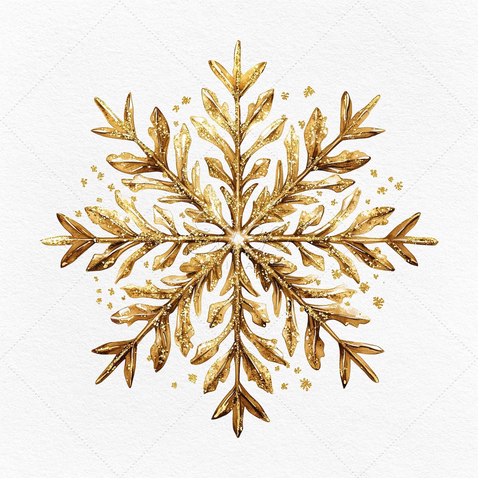 10 Gold Snowflake Clipart PNG/JPG • Christmas Snowflakes • Gold Holiday ...