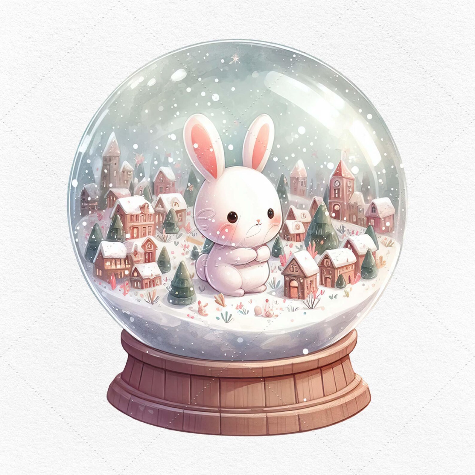 10 Adorable Bunny Snow Globe Clipart Cute Bunny PNG & JPG Sublimation ...