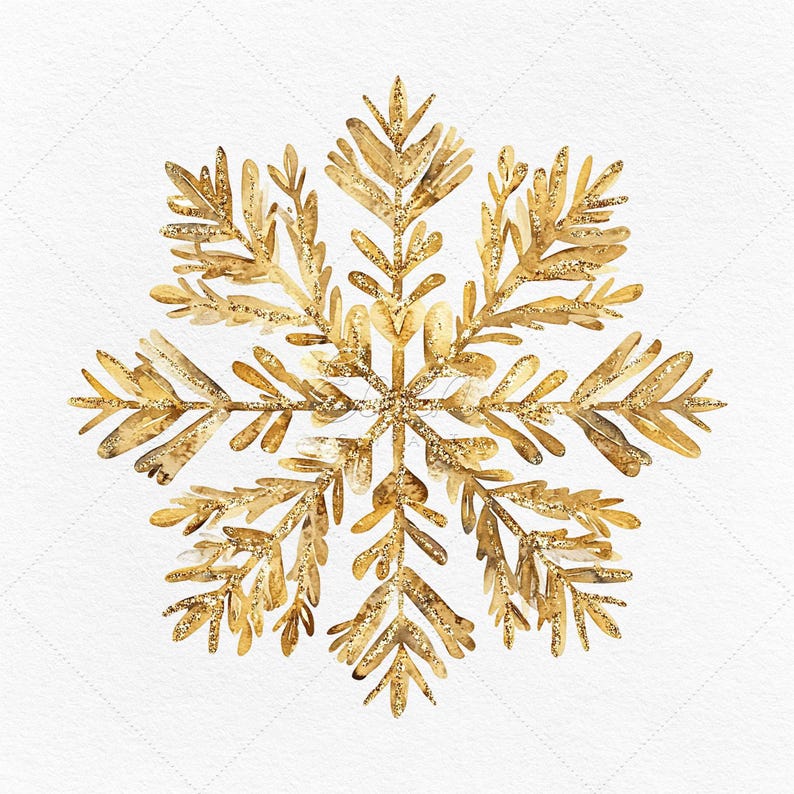 10 Gold Snowflake Clipart PNG/JPG • Christmas Snowflakes • Gold Holiday ...