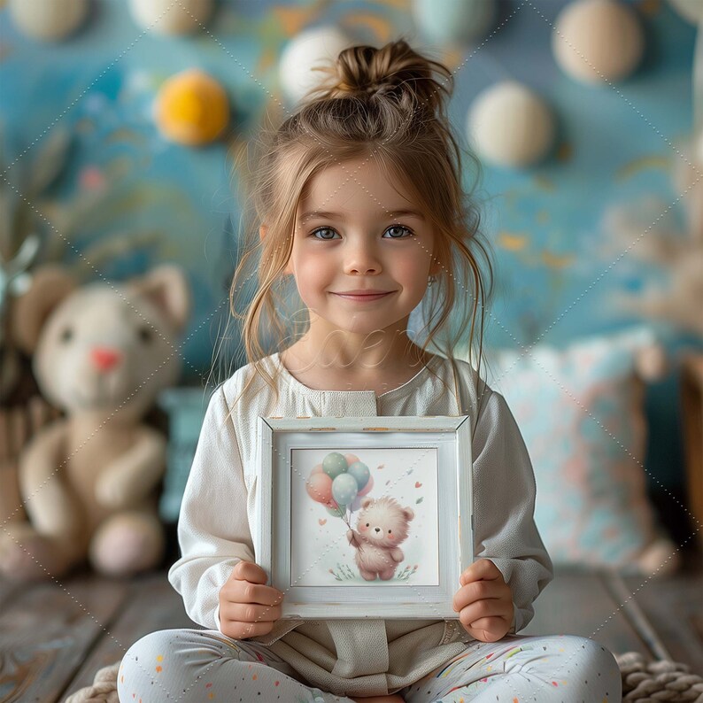 Bear With Balloons Digital Download Cute Bear Jpg Sublimation Design