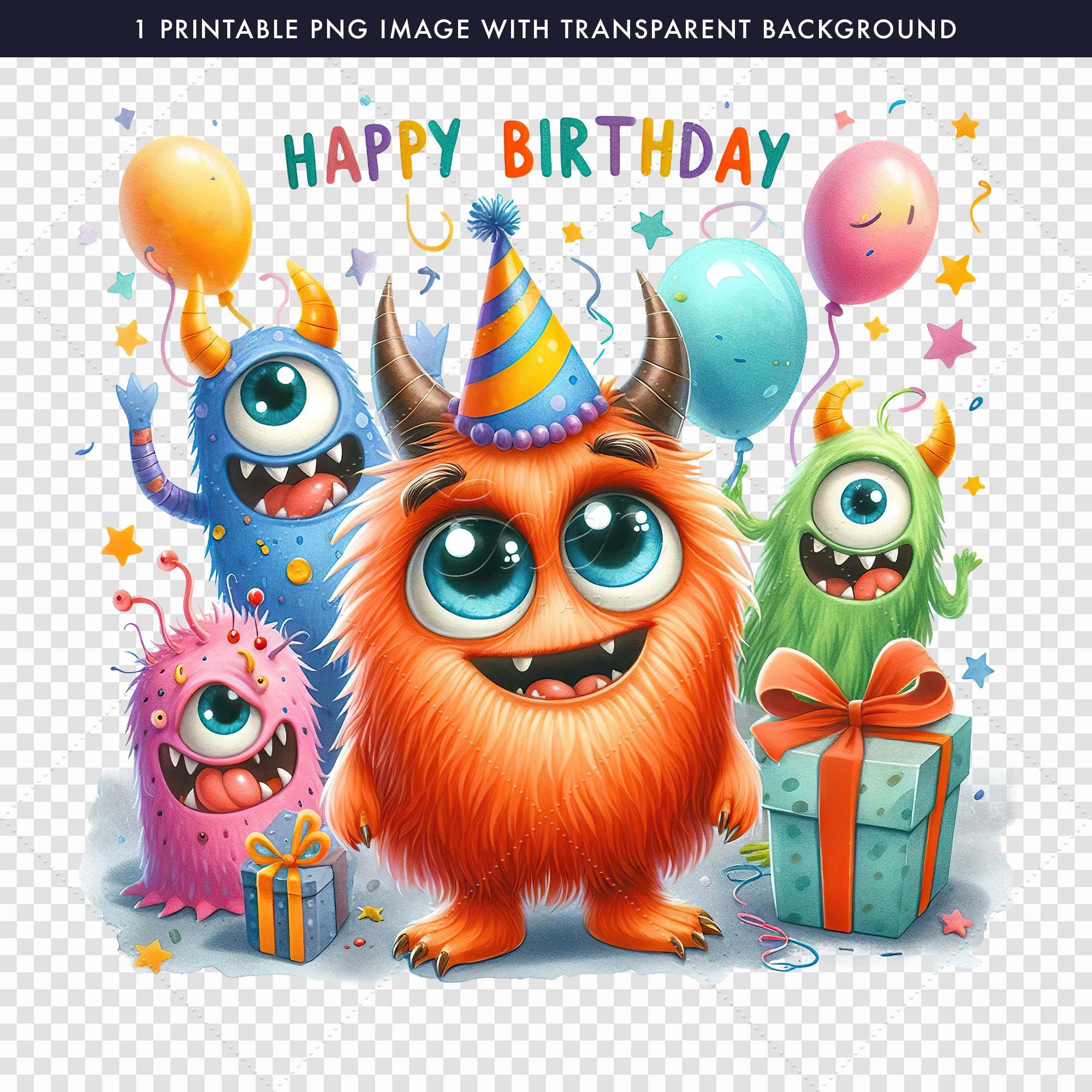 Happy Birthday Monsters Image PNG Clipart + JPG File • High Quality ...