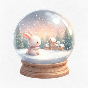 10 Adorable Bunny Snow Globe Clipart • Cute Bunny PNG & JPG Sublimation ...