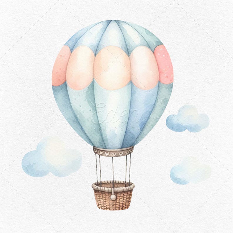 8 Watercolor Hot Air Balloons Clipart • High Quality Illustrations ...