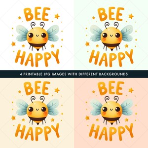 Bee Happy High Quality JPG and PNG Files • Adorable Bee Clip Art • Free ...