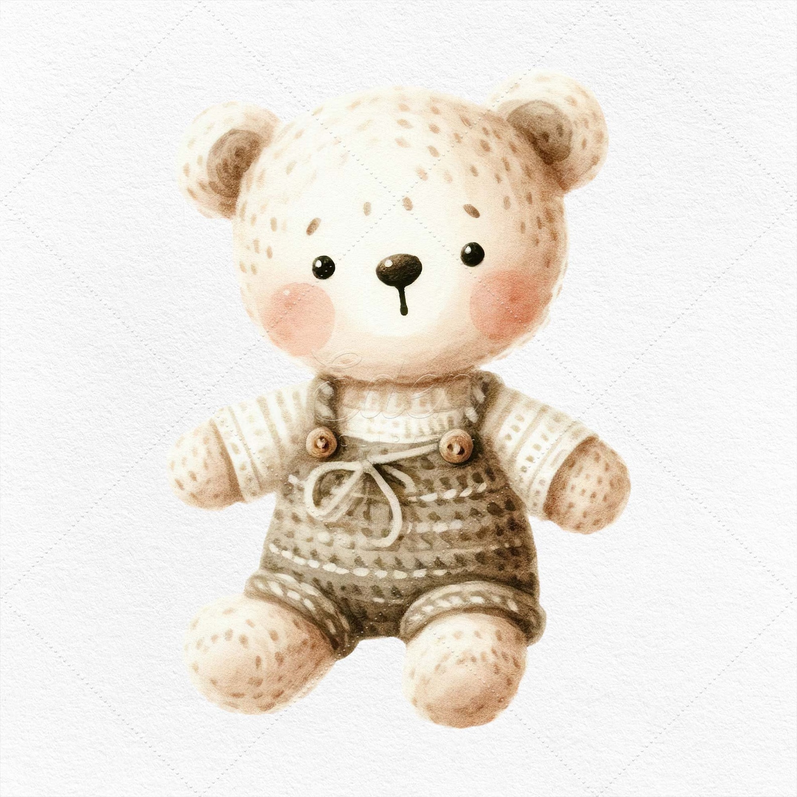 10 Cute Teddy Bear Graphics • Watercolor Baby Shower Art • Instant PNG ...
