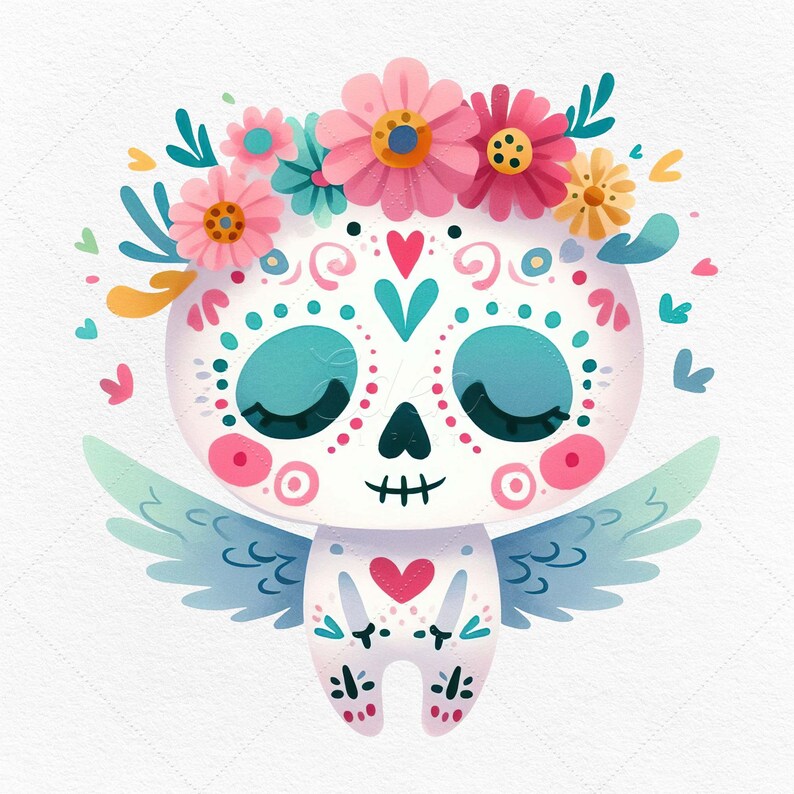 8 Cute Sugar Skulls Images PNG JPG Files Instant Download Day of the ...