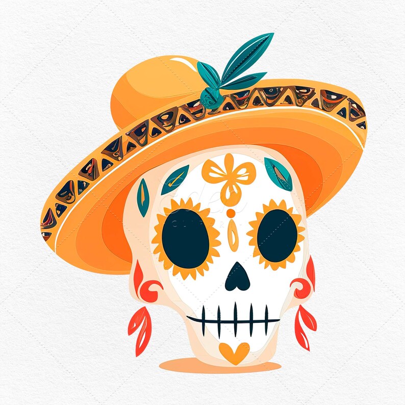 8 Mexican Sugar Skulls Clipart Download • Day of the Dead Clip Art ...