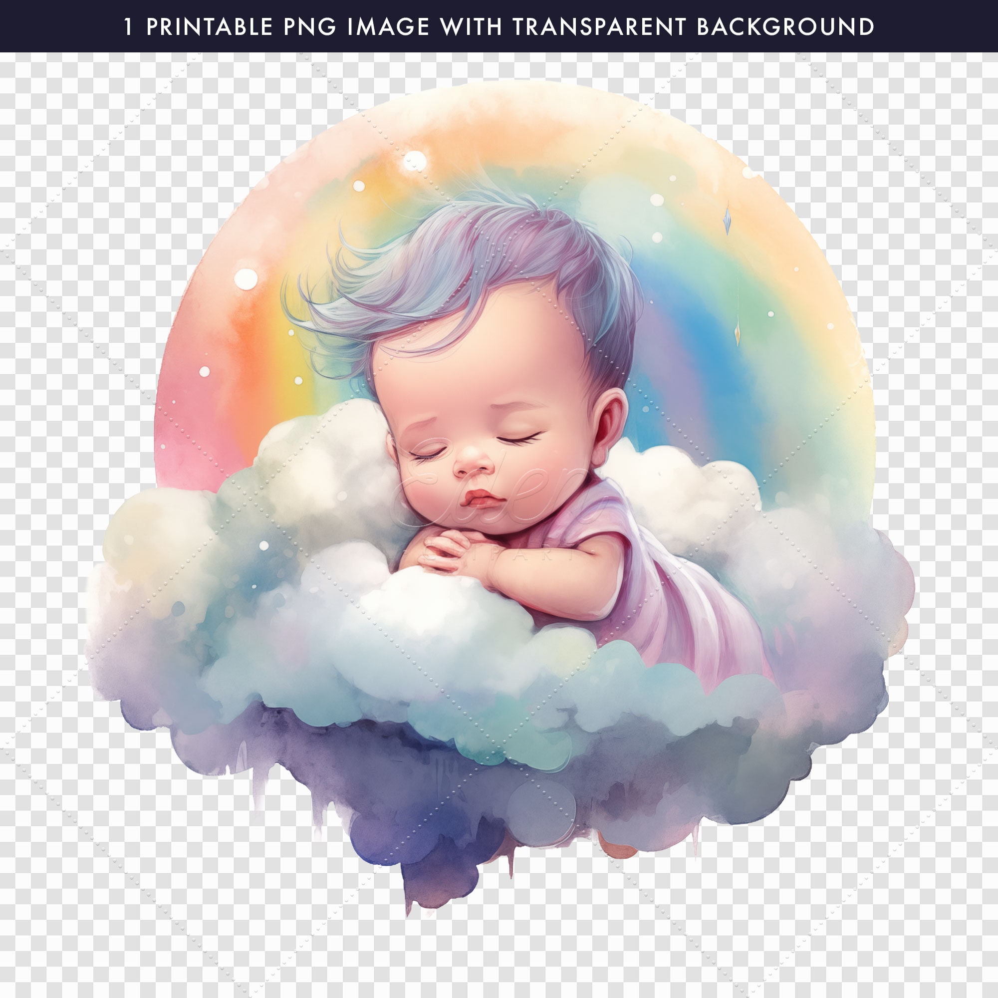 Sleeping Baby Girl W/ Rainbow PNG + JPG Download • Sublimation Graphics ...