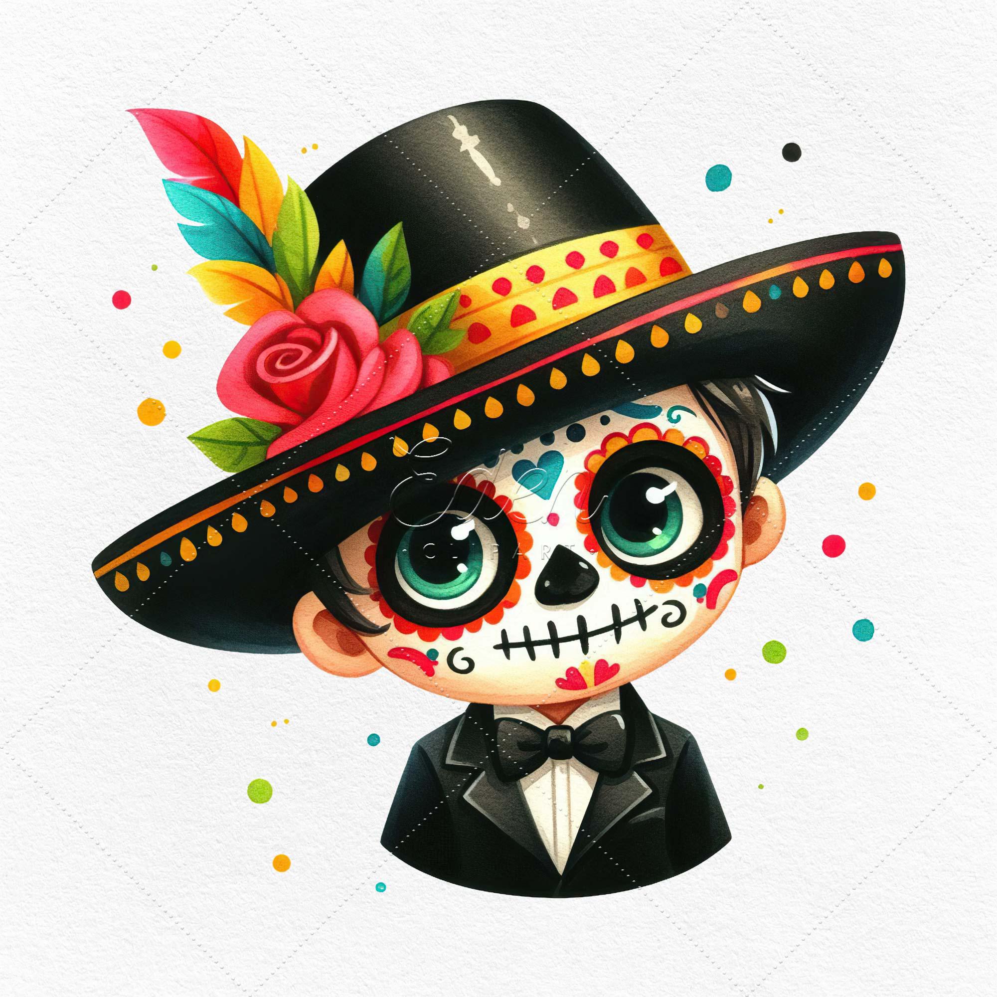 10 Cute Watercolor Catrín Clipart • Day of the Dead Clip Art • PNG ...