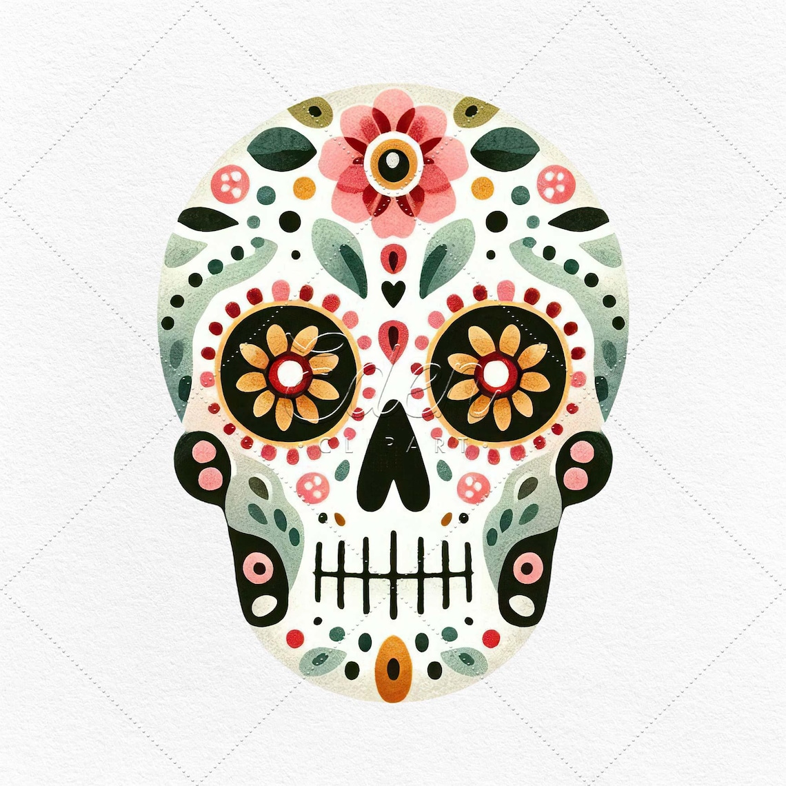 10 Sugar Skull Clipart • Día De Muertos JPG Designs • Downloadable High ...