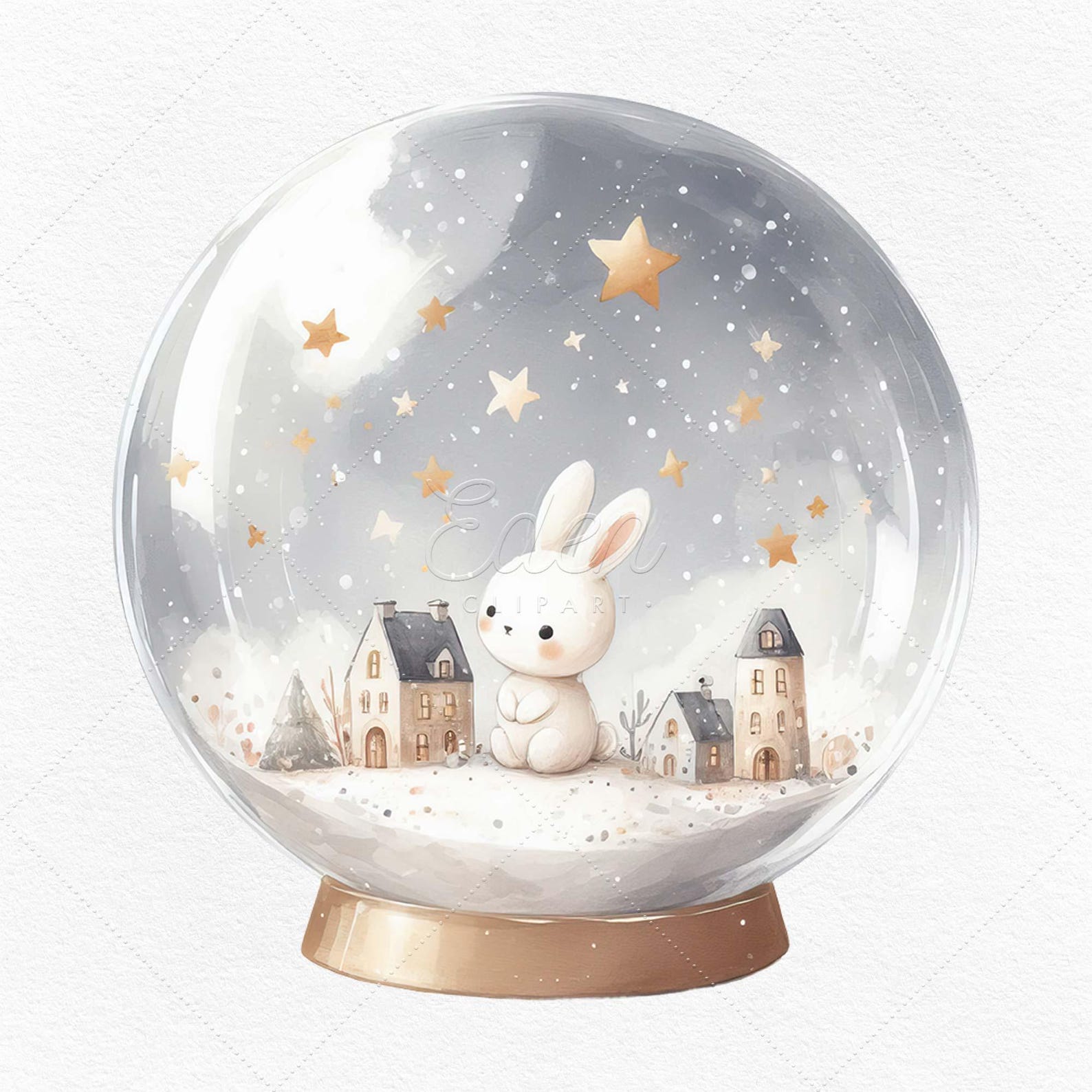 10 Adorable Bunny Snow Globe Clipart Cute Bunny PNG & JPG Sublimation ...