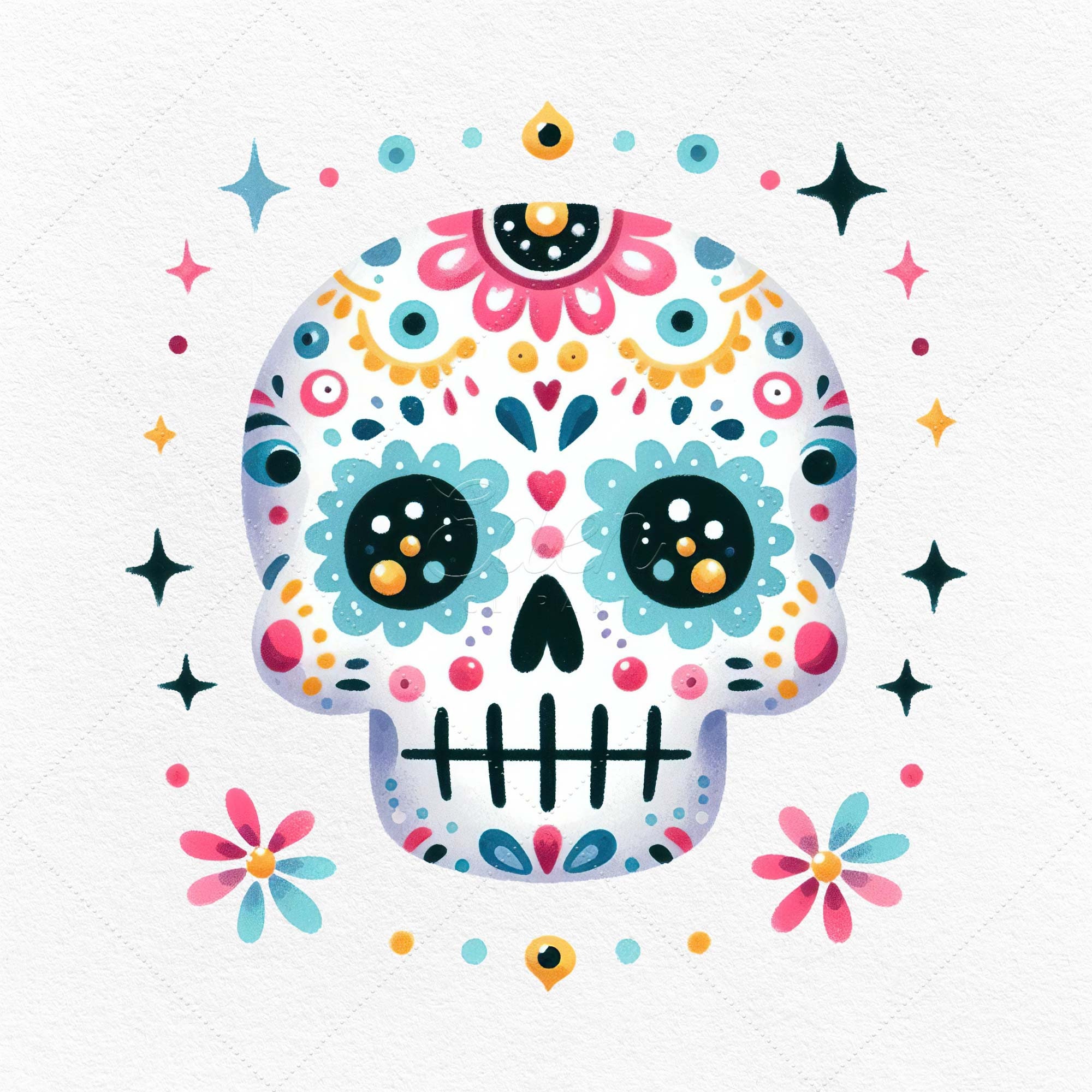 8 Cute Sugar Skulls Clip Art • Instant Download Clipart Images Files ...