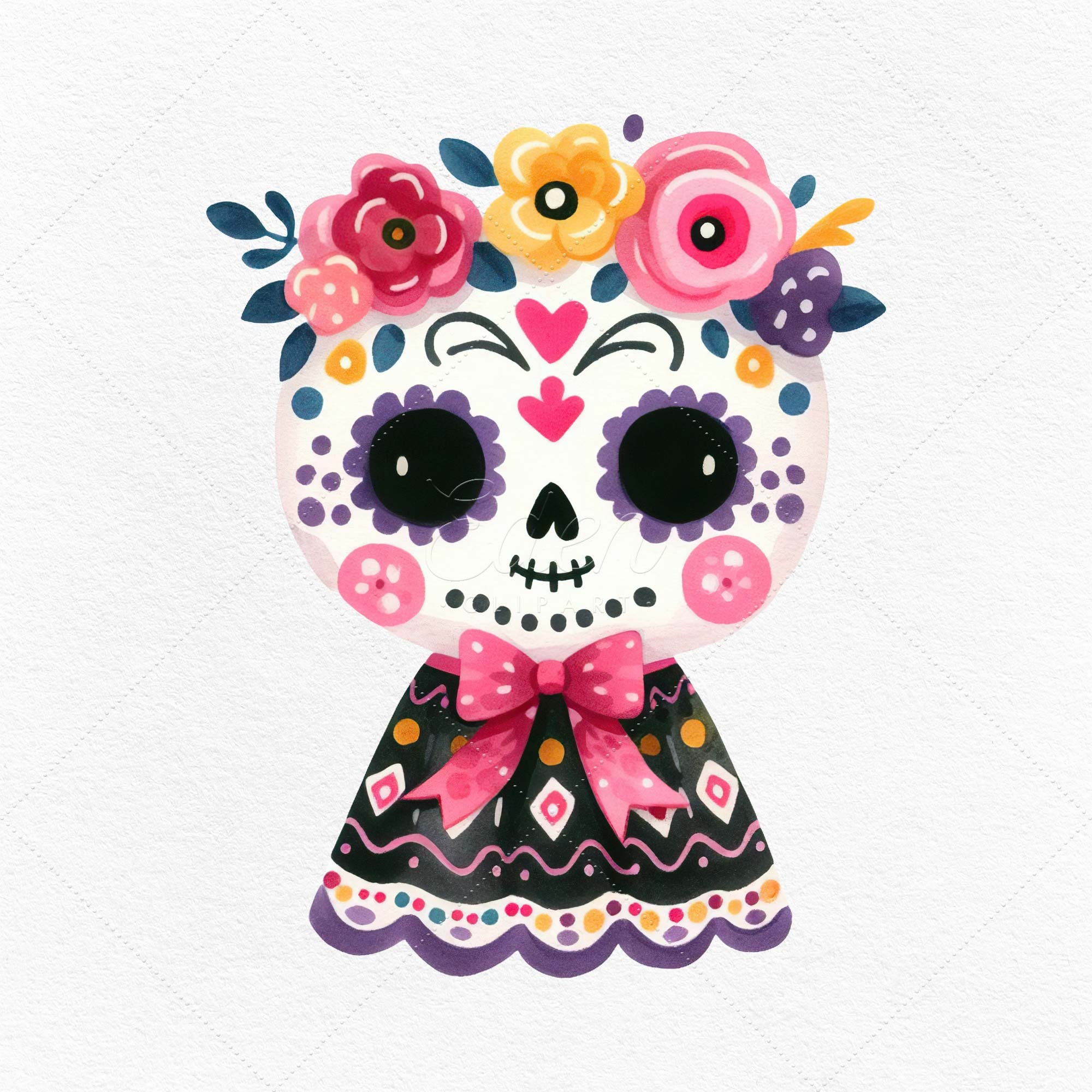 8 Cute Sugar Skulls Clip Art • Instant Download Clipart Images Files ...
