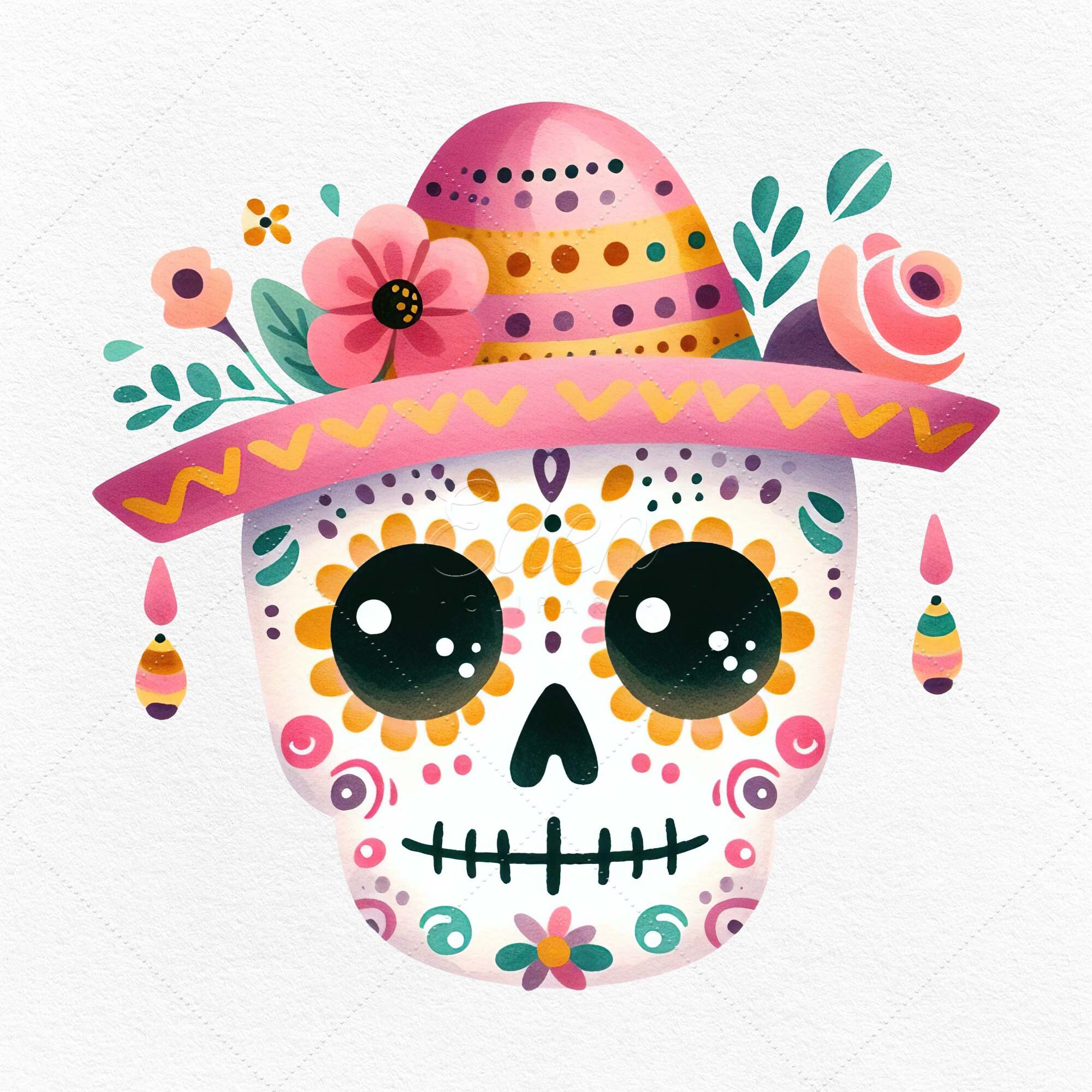 8 Cute Sugar Skulls Clip Art • Instant Download Clipart Images Files ...