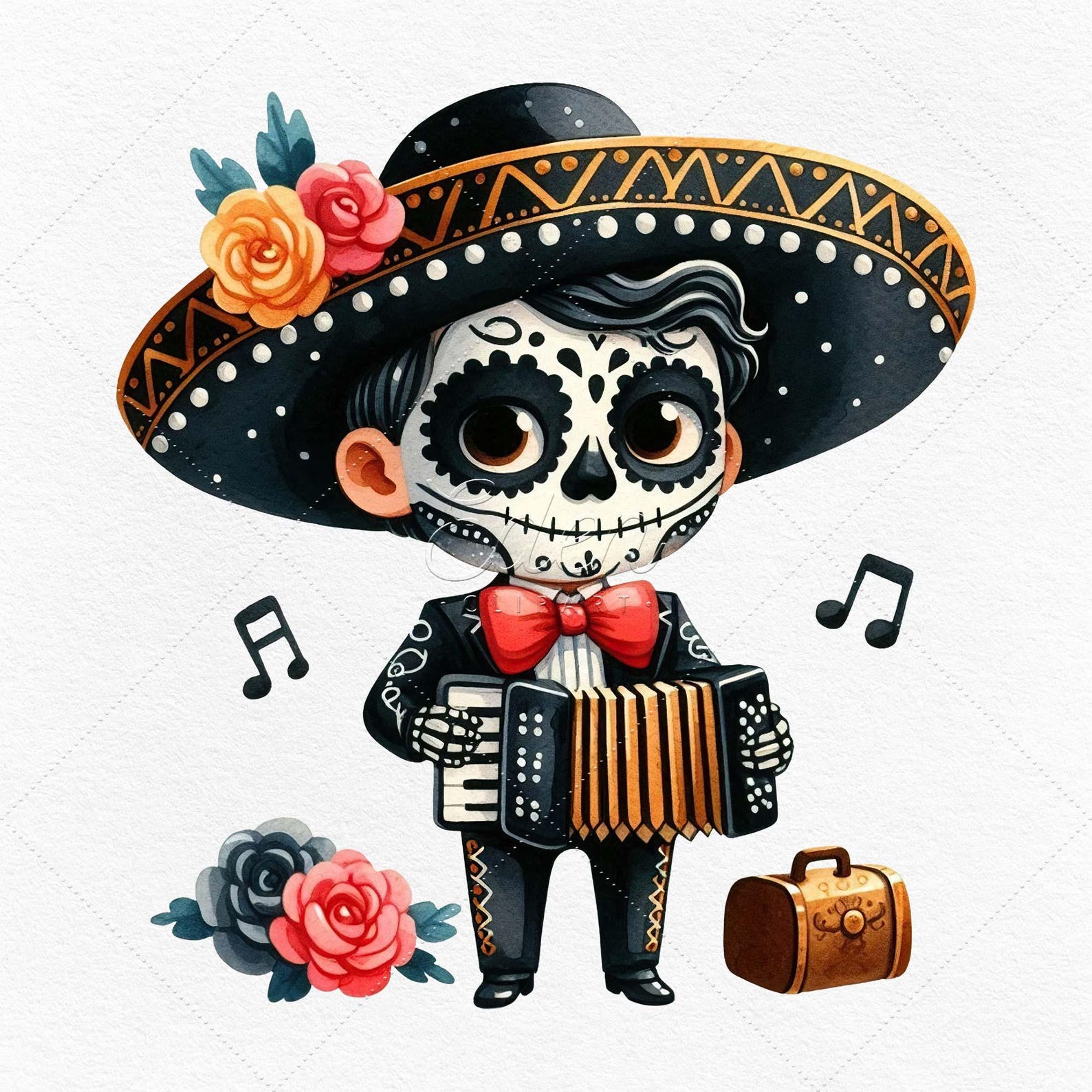 10 Cute Watercolor Catrín Clipart • Day of the Dead Clip Art • PNG ...