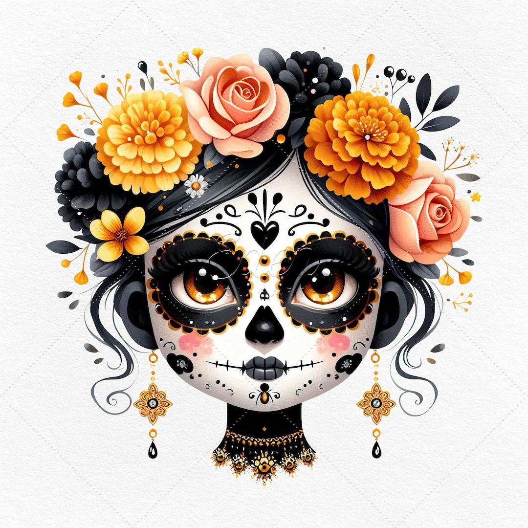 10 Elegant Watercolor Catrina Clipart Bundle • Día De Los Muertos PNG ...
