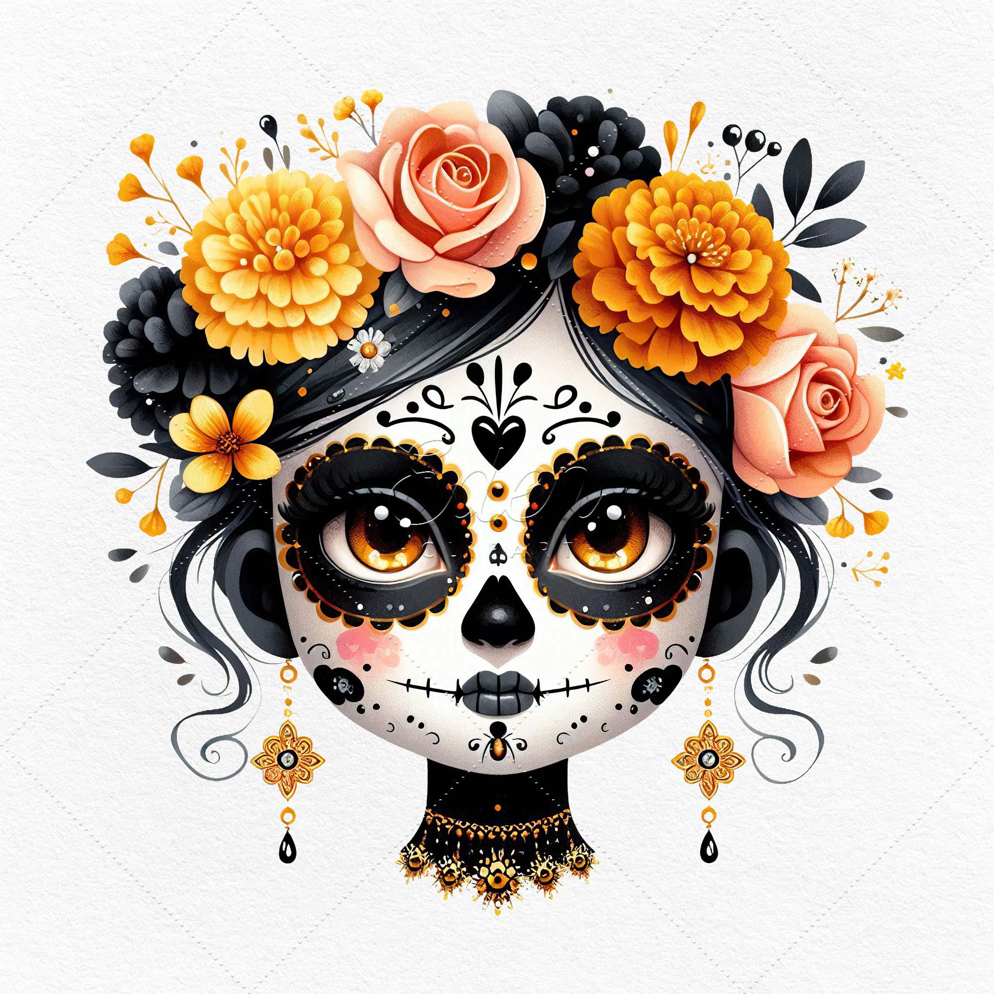 10 Elegant Watercolor Catrina Clipart Bundle • Día De Los Muertos PNG ...