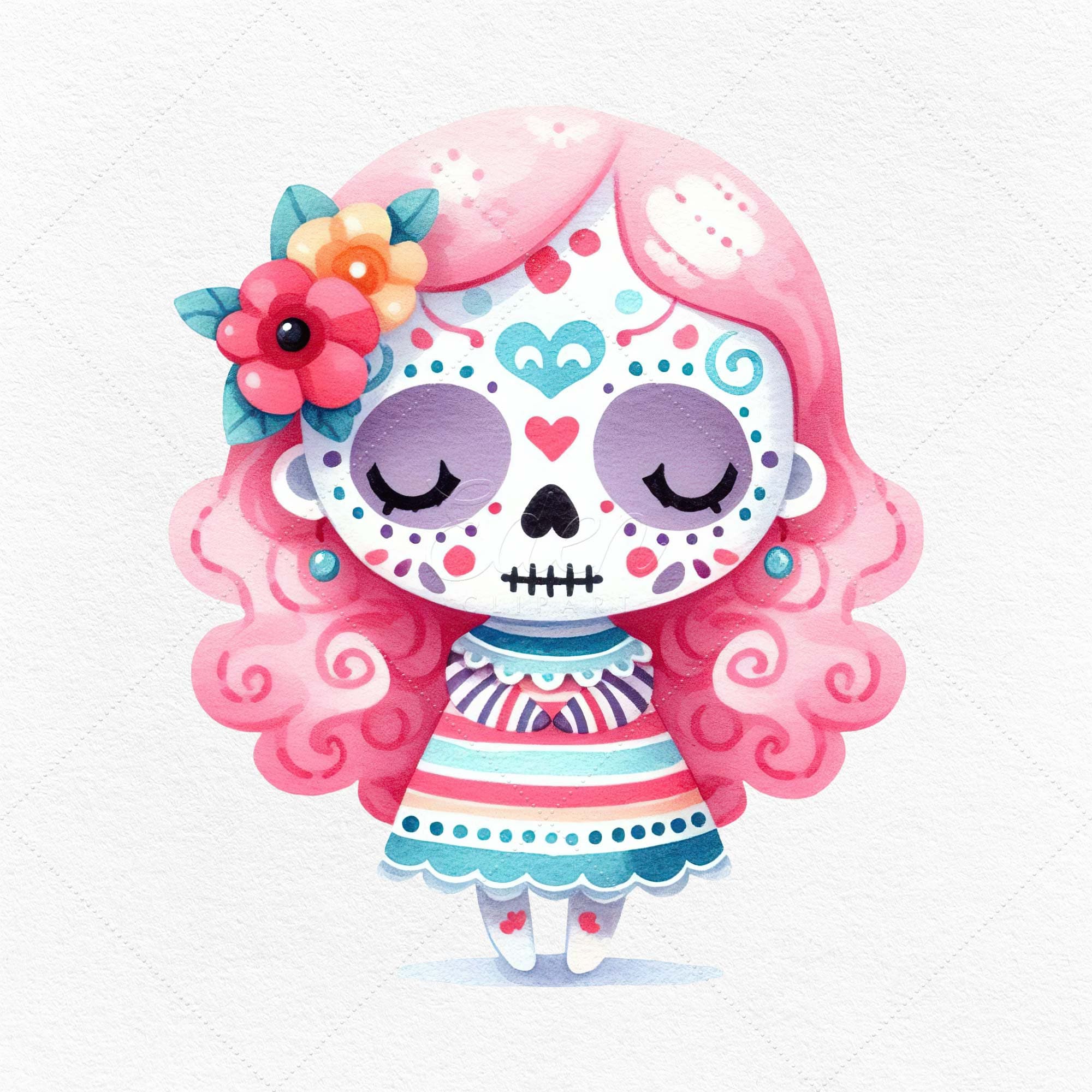 8 Cute Sugar Skulls Clip Art • Instant Download Clipart Images Files ...
