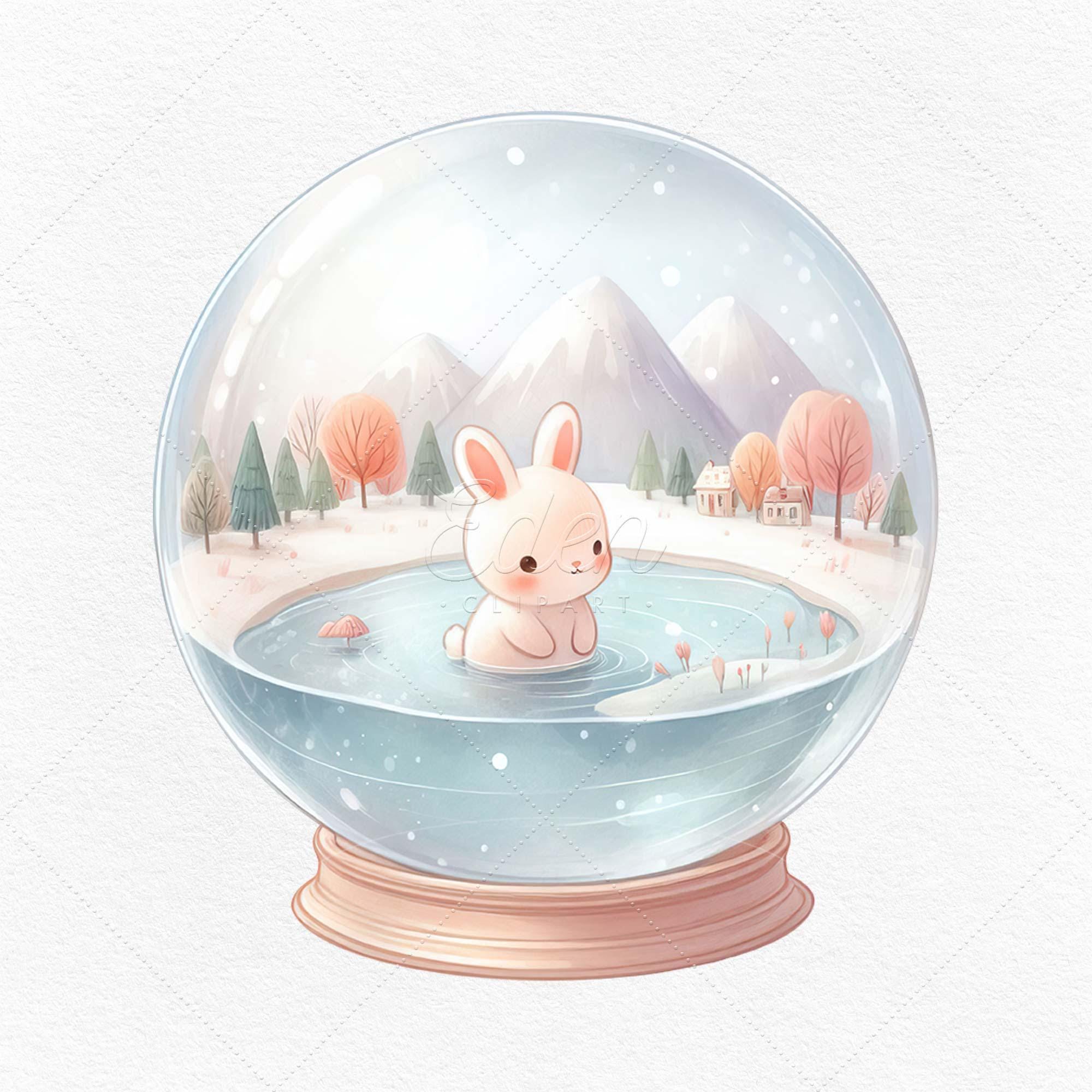 10 Adorable Bunny Snow Globe Clipart Cute Bunny PNG & JPG Sublimation ...