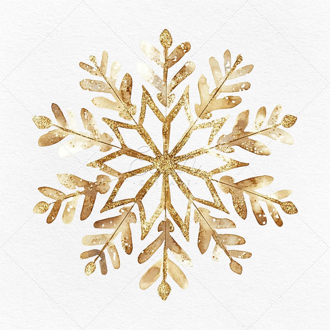 10 Gold Snowflake Clipart PNG/JPG • Christmas Snowflakes • Gold Holiday ...