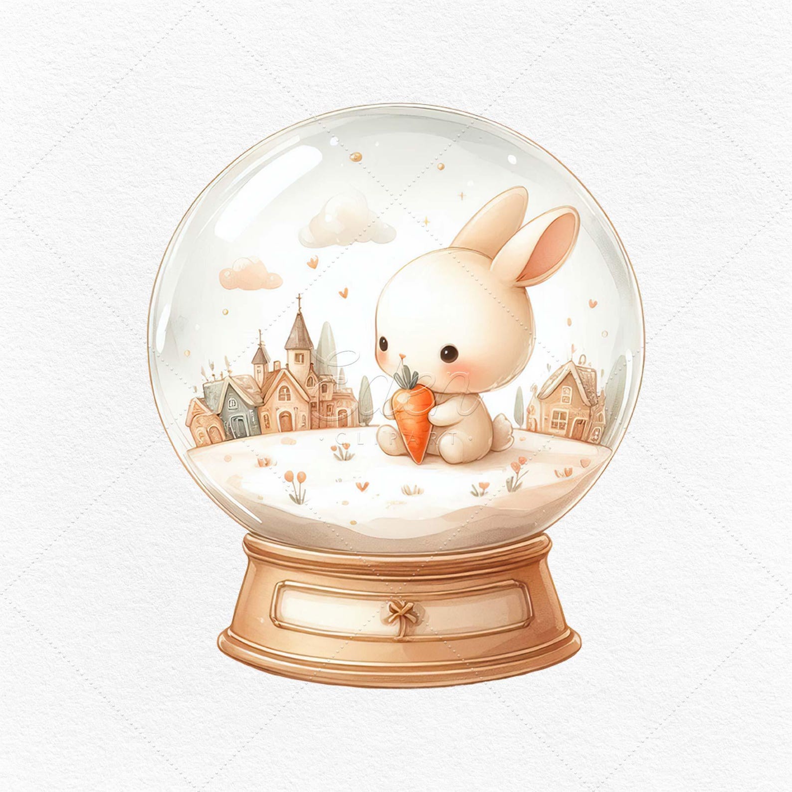 10 Adorable Bunny Snow Globe Clipart Cute Bunny PNG & JPG Sublimation ...