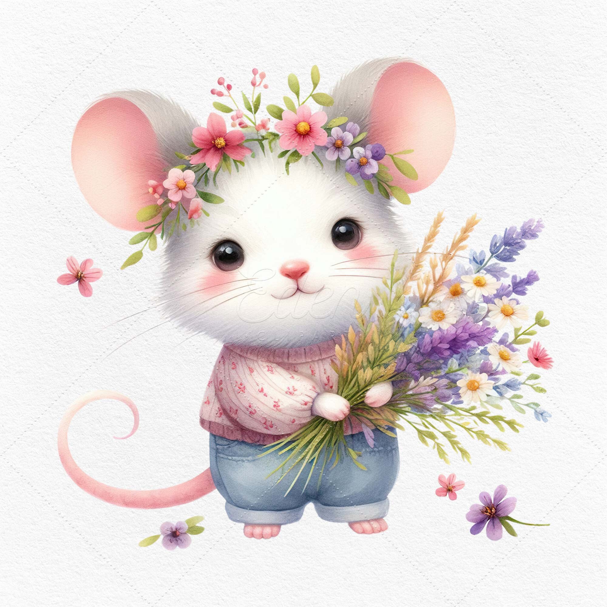 8 Little Mouse Clipart Images Watercolor PNG JPG Instant Download Files ...