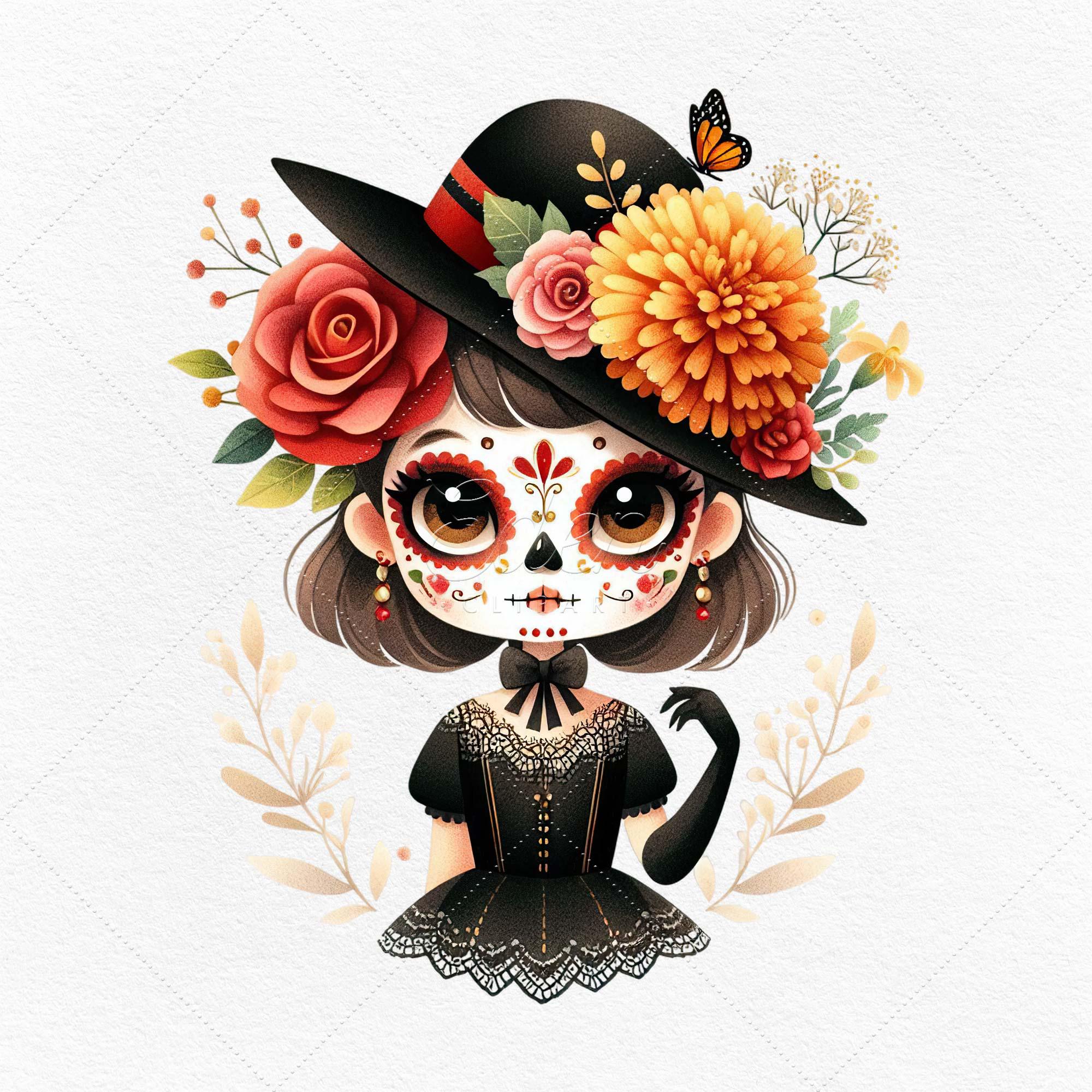 Paquete de 10 elegantes imágenes prediseñadas de Catrina en acuarela ...
