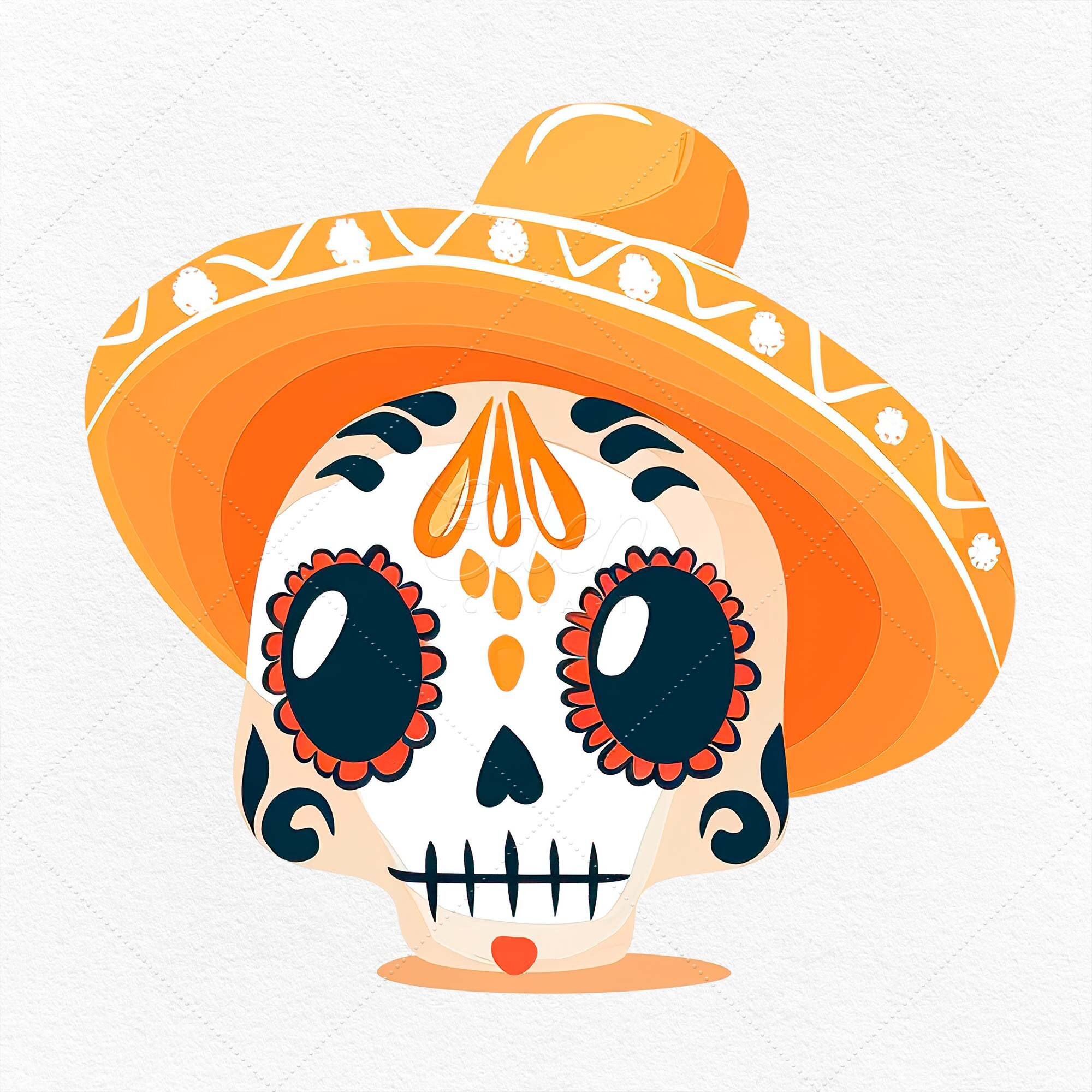 8 Mexican Sugar Skulls Clipart Download Day of the Dead Clip Art Print ...