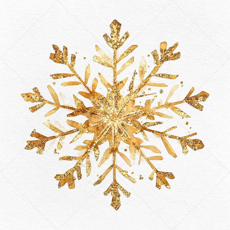 10 Gold Snowflake Clipart PNG/JPG • Christmas Snowflakes • Gold Holiday ...