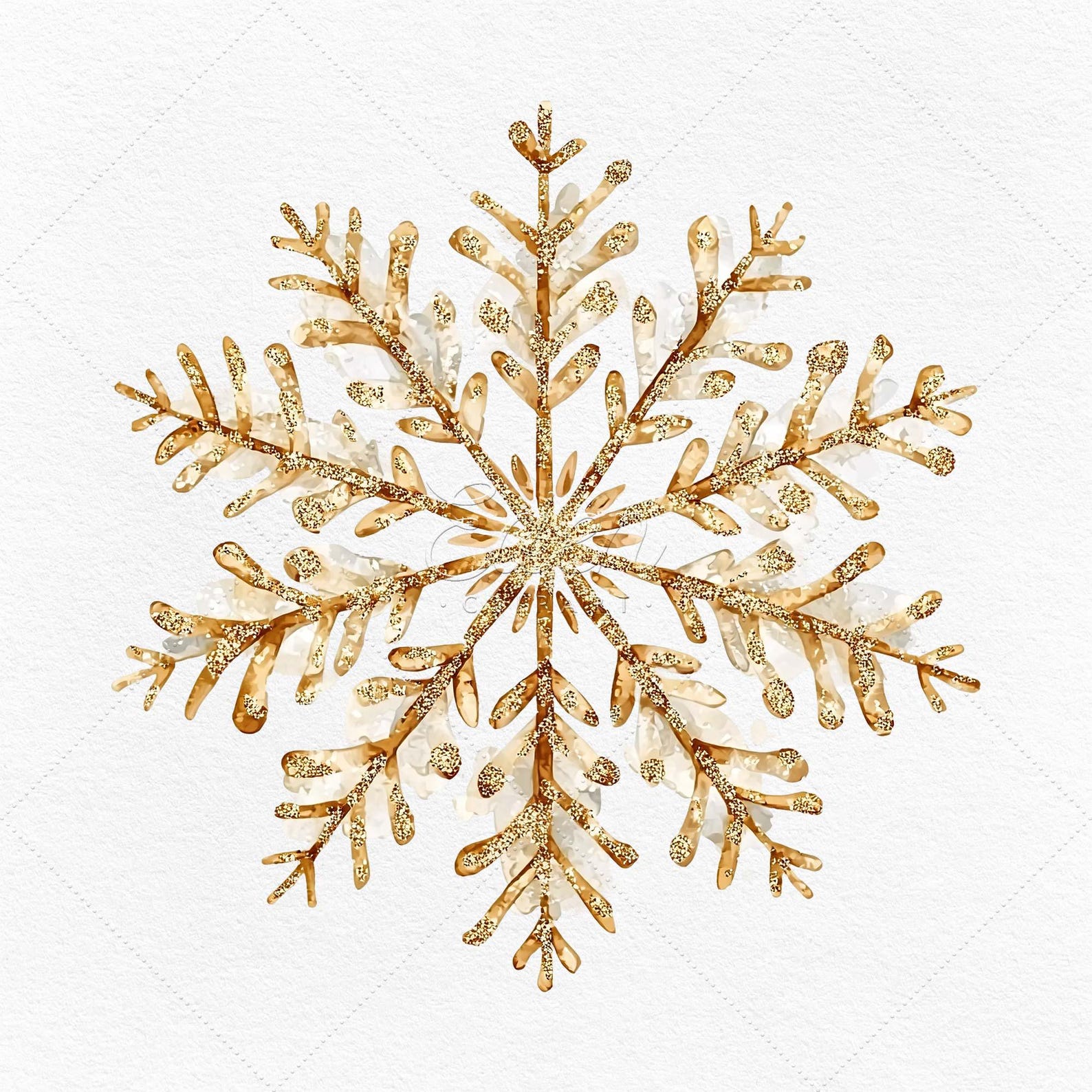 10 Gold Snowflake Clipart PNG/JPG • Christmas Snowflakes • Gold Holiday ...