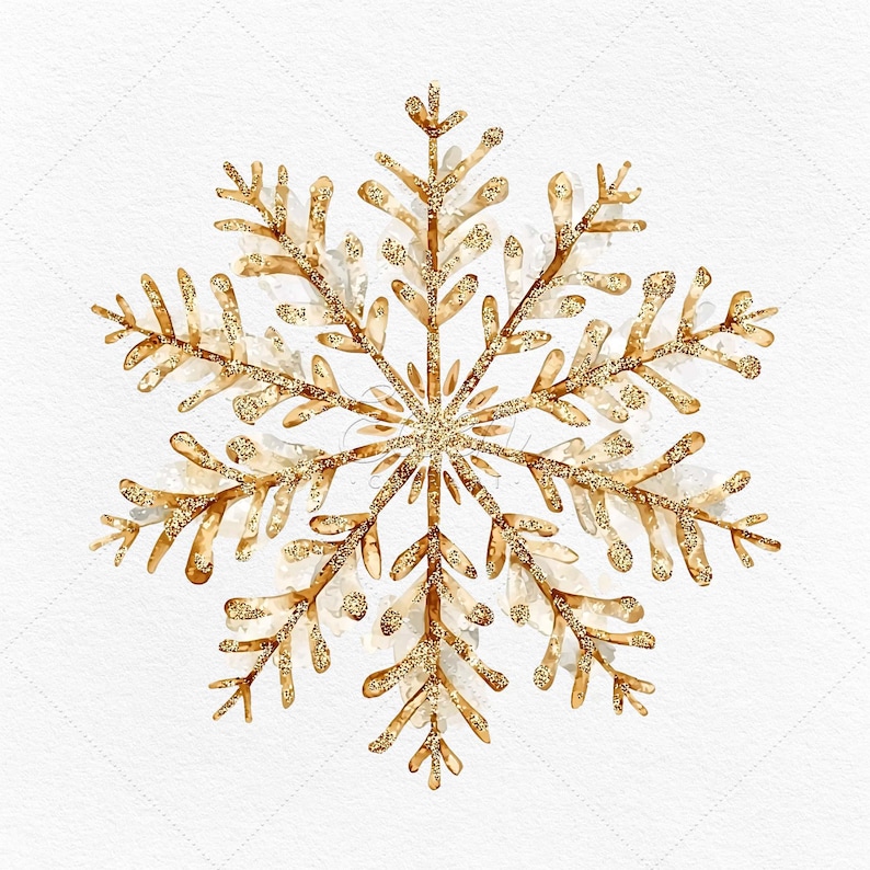 10 Gold Snowflake Clipart PNG/JPG • Christmas Snowflakes • Gold Holiday ...