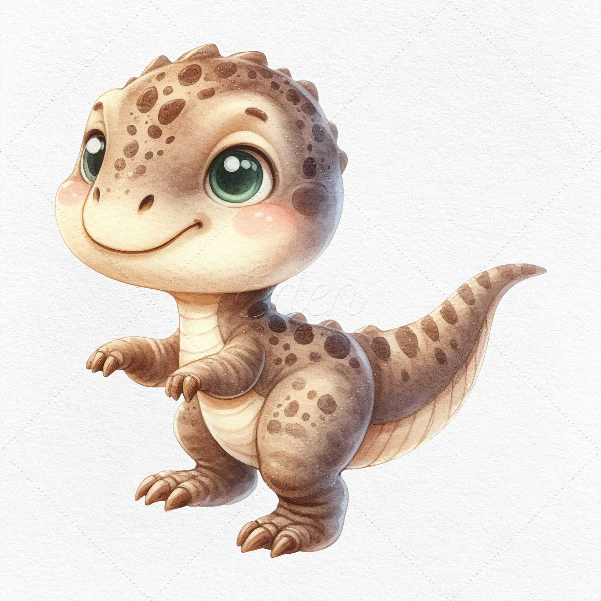 8 Baby Dinosaurs Clipart Images • Watercolor PNG + JPG Instant Download ...