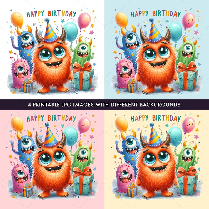 Happy Birthday Monsters Image PNG Clipart + JPG File • High Quality ...