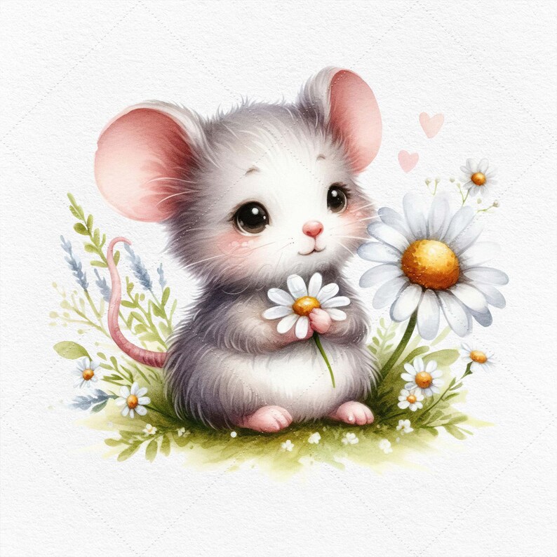 8 Little Mouse Clipart Images • Watercolor PNG + JPG Instant Download ...