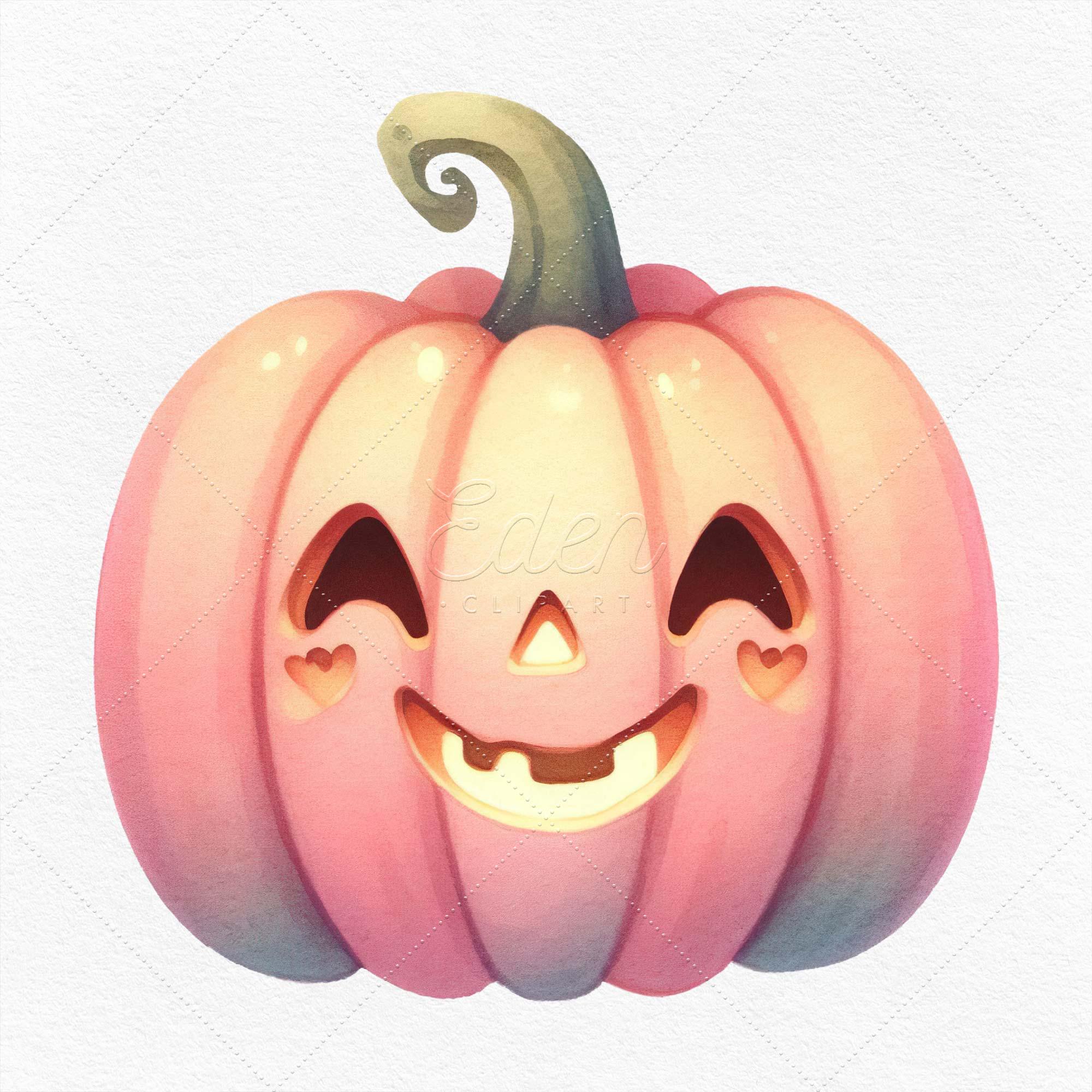 8 Cute Pumpkin Clipart • Transparent Background Halloween Graphics ...