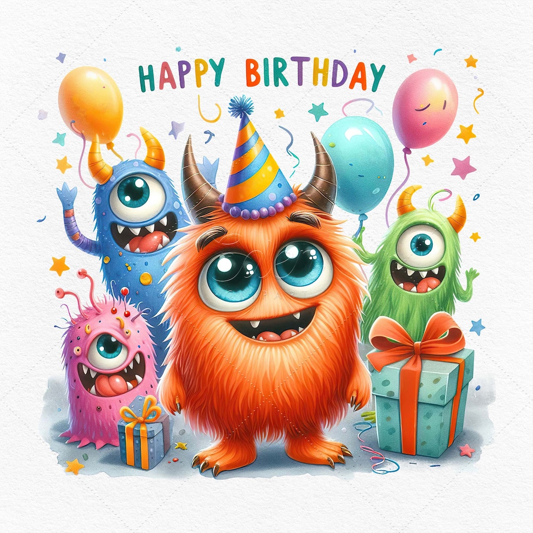 Happy Birthday Monsters Image PNG Clipart + JPG File • High Quality ...
