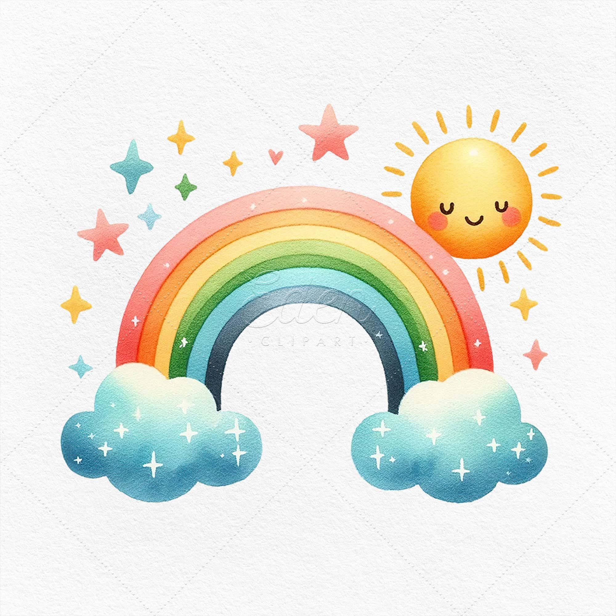 10 Watercolor Rainbow Clipart • Cute Rainbow PNG and JPG Images ...